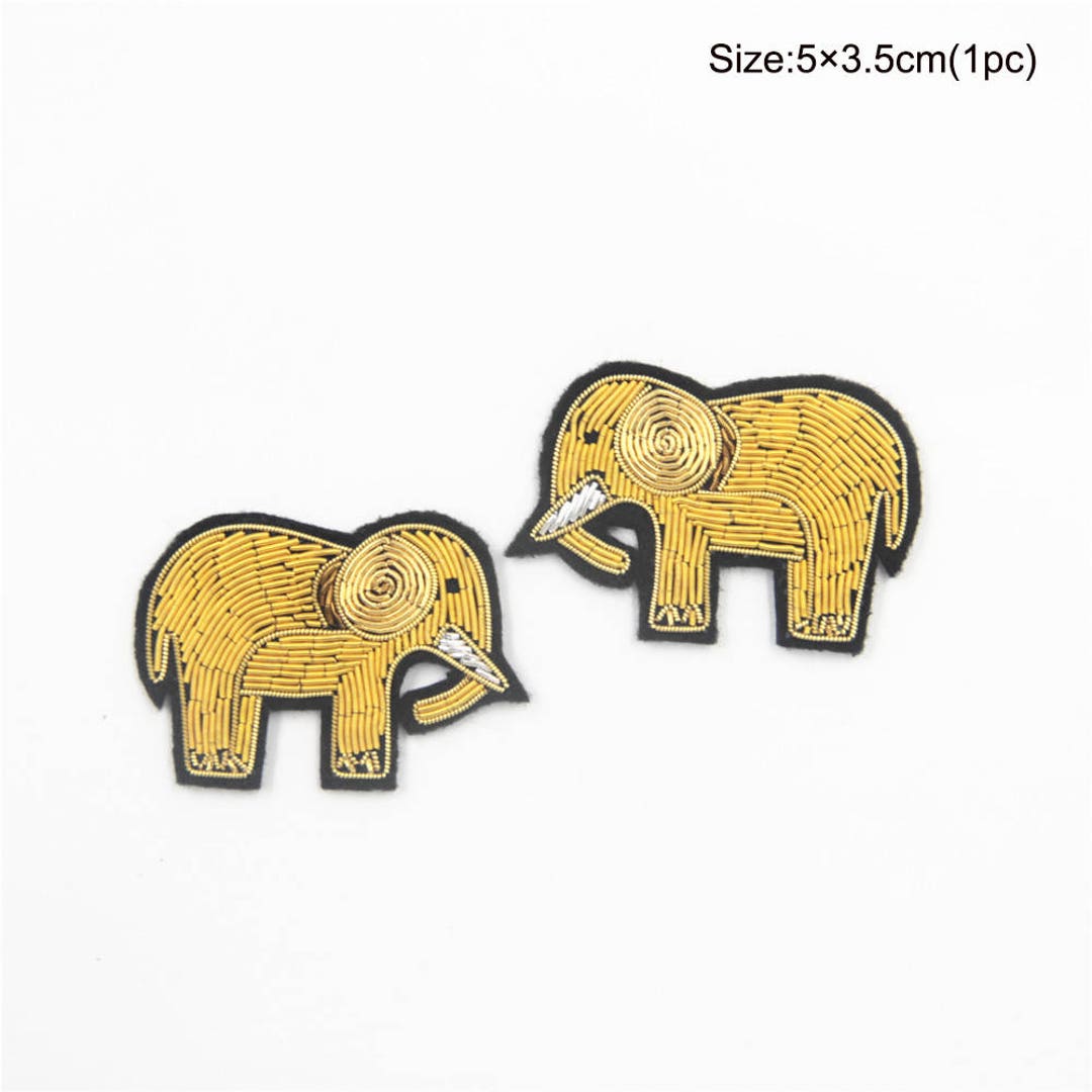 2pcs Gold Elephant Patch ,embroideryindian Silk Elephant Patch ...