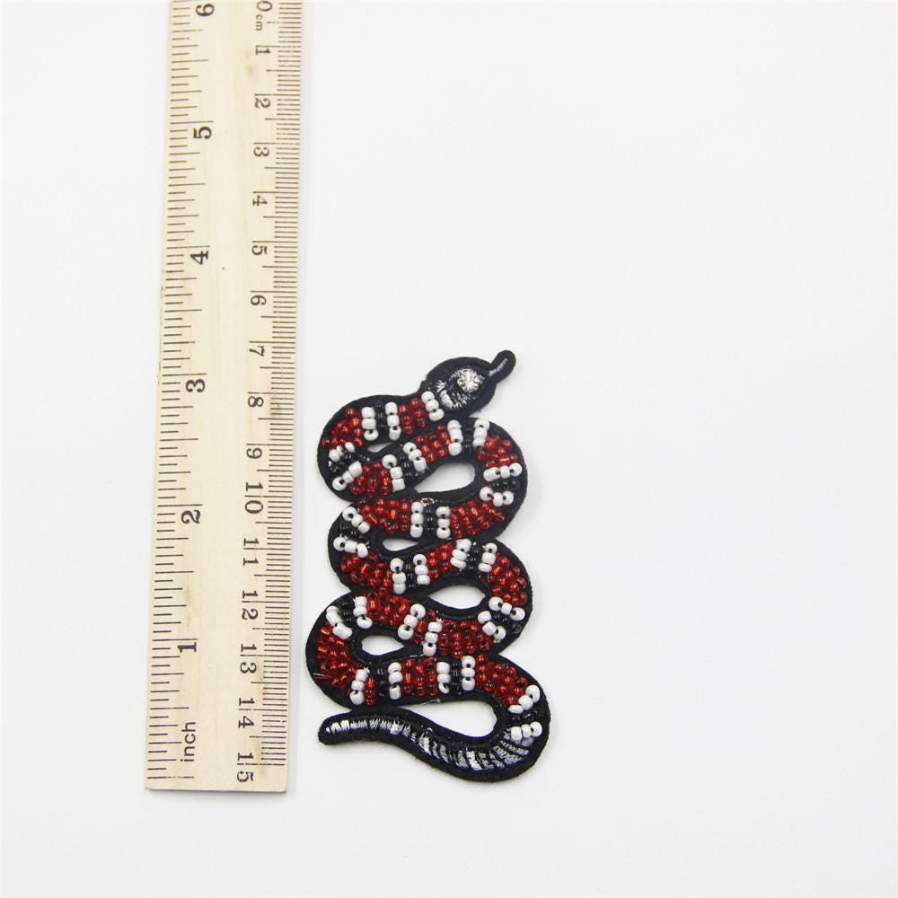 Handmade Beaded Snake Patch: Embroidered Iron-on Applique (set of 2) - Etsy