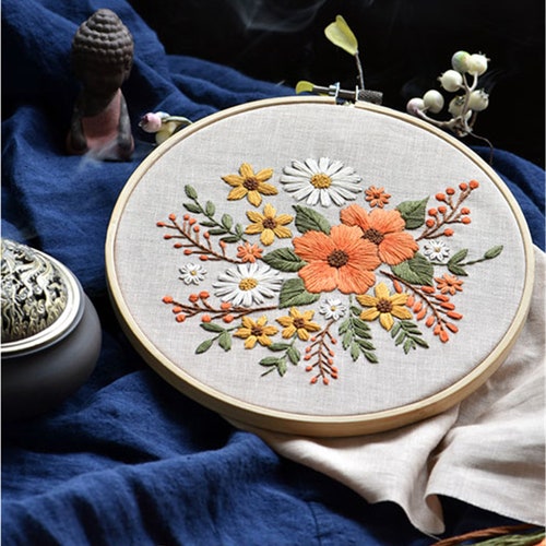 Embroidery Pattern Hand Embroidery Kit DIY Kit Modern Floral | Etsy
