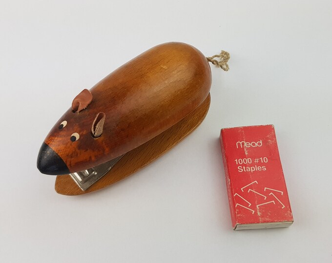 Stapler Whimsical Wooden Mouse Made in Japan Primitive Office Decor ...