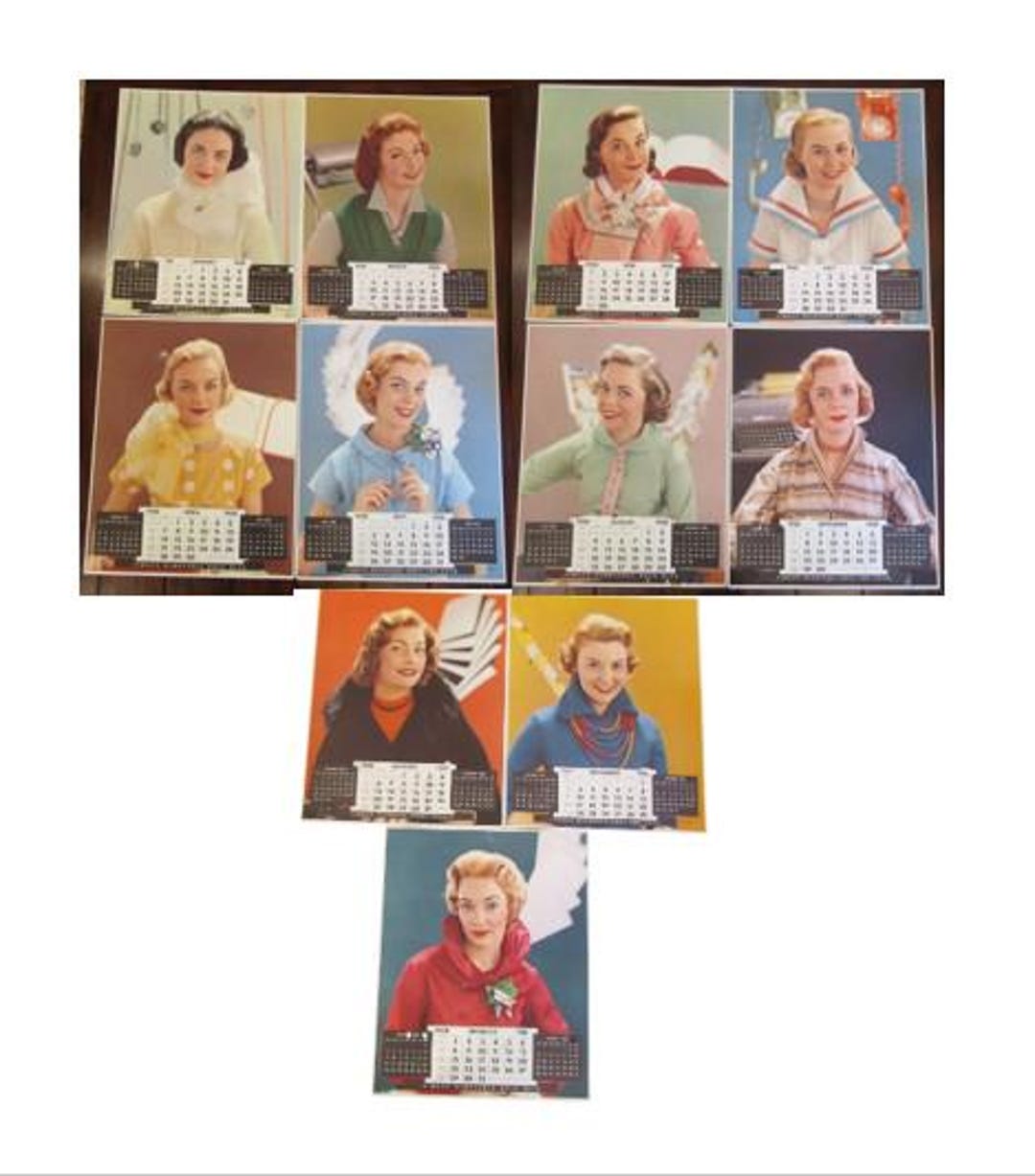 1958 Advertising Calendar Poster Set of 11 - 1950s Retro Woman ...