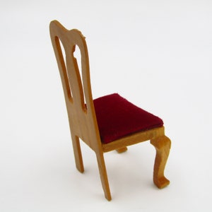 Vintage Miniature Wood Dining Room Chair Set 3pc Red Velvet Padded Seat ...