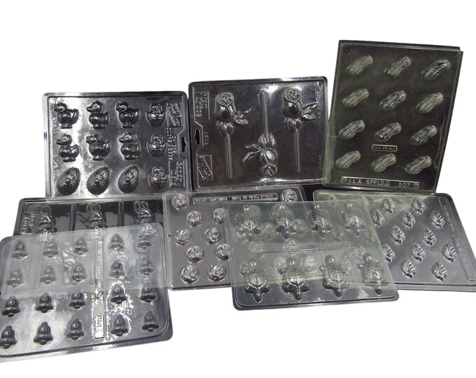 Vintage Candy Mold Lot of 10 Duck Eggs Rabbit Rose Bud With Stem Peanut ...