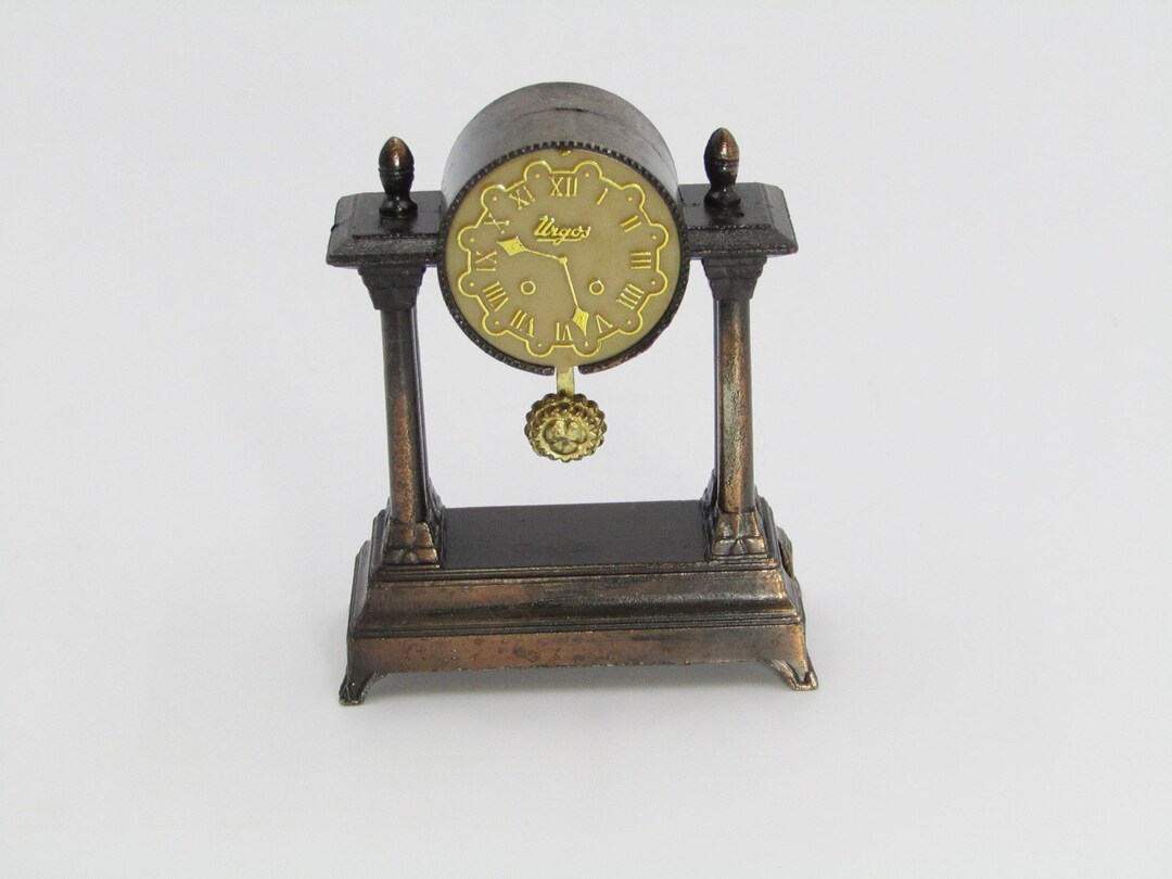 Miniature Urgos Pendulum Mantle Clock Replica Model Bronze Diecast ...