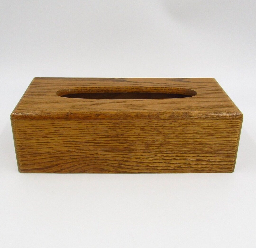 Facial Tissue Rectangle Box Cover Solid Oak Hardwood Holder Natural ...