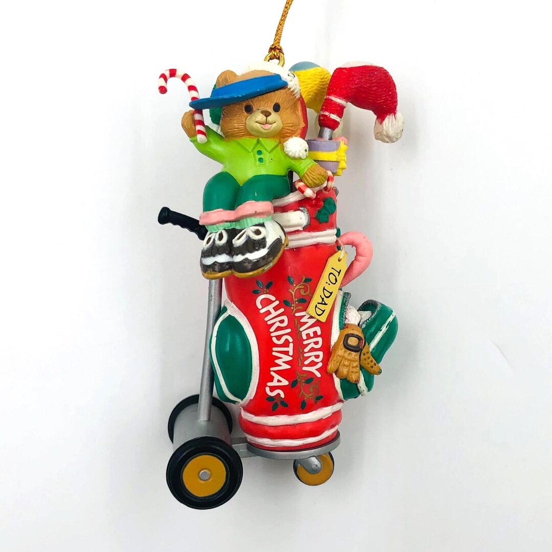 Vintage Golf Themed Ornament - Teddy Bear With Golf Clubs and Bag on ...