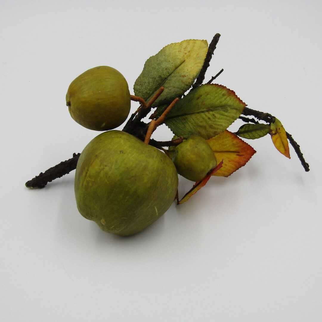 Artificial Green Apple Tree Branch With Leaves Stem Fall Foliage Wreath ...