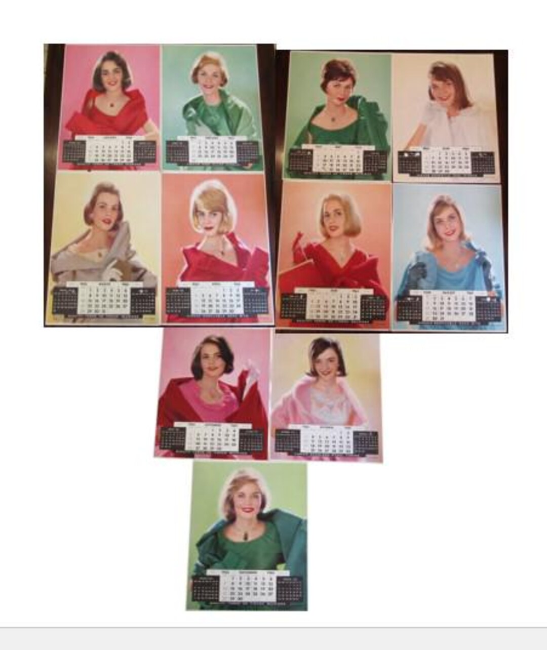 1965 Advertising Calendar Poster Set of 11 1960s Retro Jewelry Gems ...