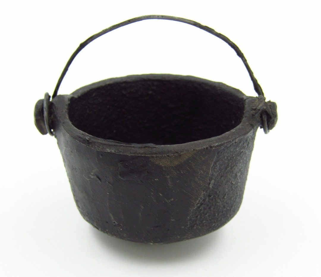 Vintage Miniature Cast Iron Pot Cauldron 1.75" Doll House Kitchen Props ...
