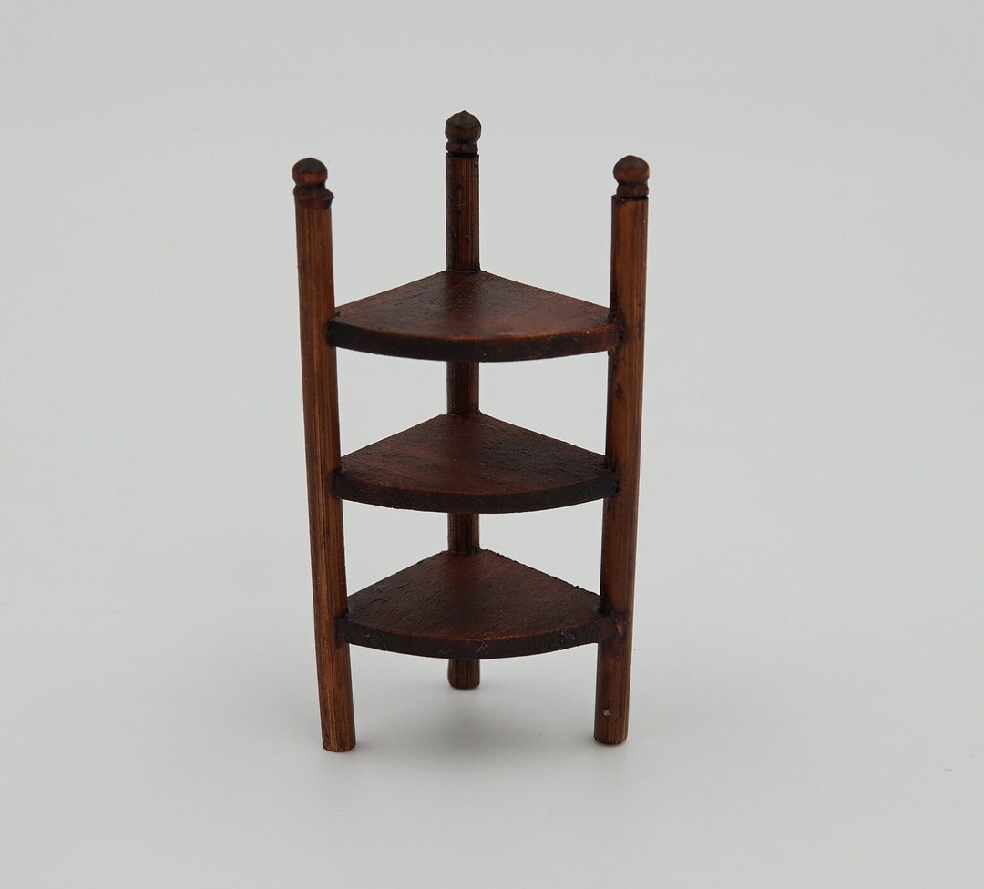 Vintage Miniature Corner Shelf 3 Tier Accent Book Plant Knick Knack ...