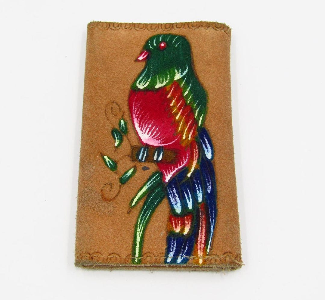 Vintage Handcrafted Mexican Suede Leather Trifold Wallet Clutch Purse ...