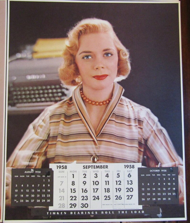 1958 Advertising Calendar Poster Set of 11 - 1950s Retro Woman ...