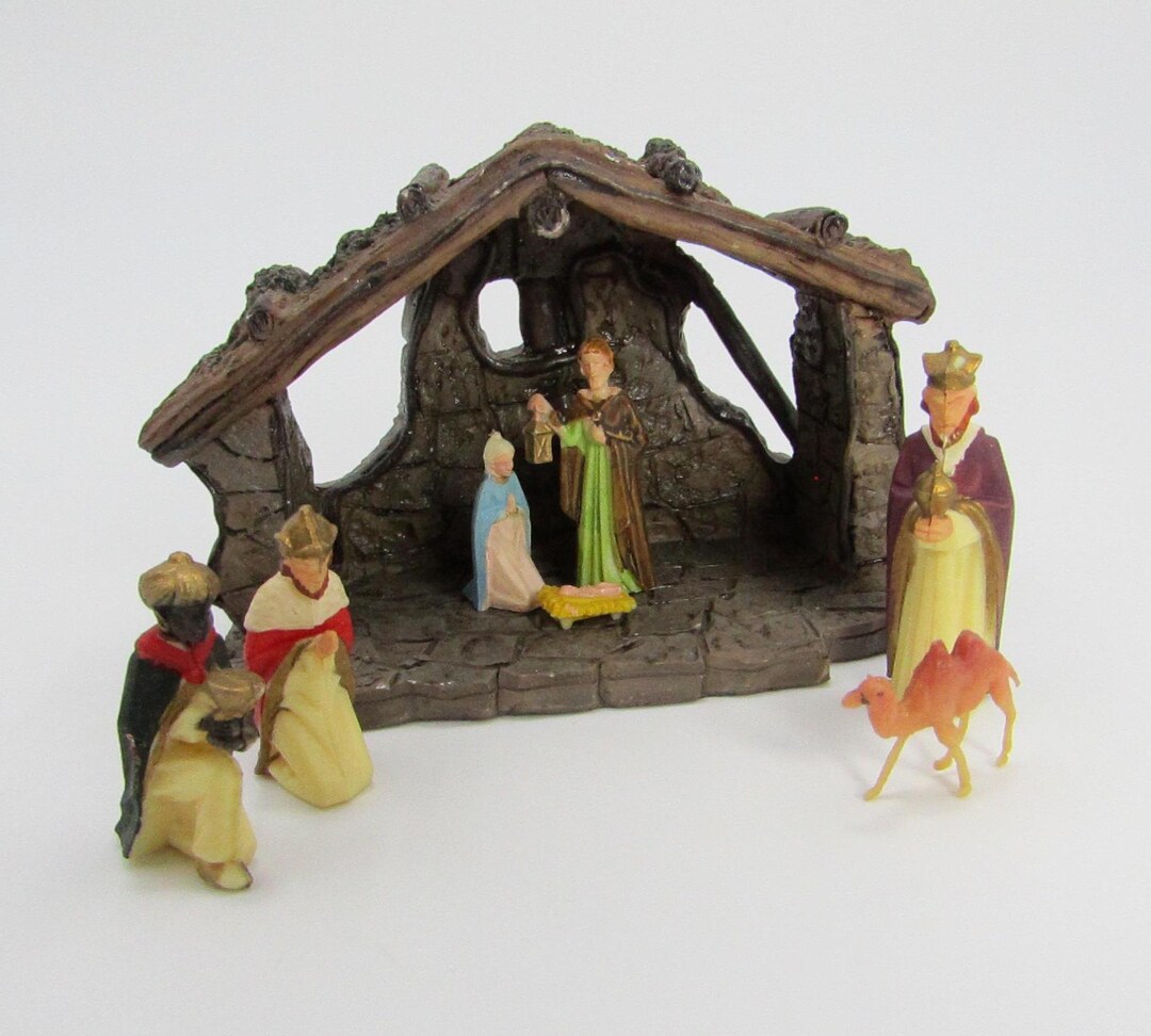 Vintage Miniature Nativity and Manager 1-2 Inch Set of 7 Plastic ...
