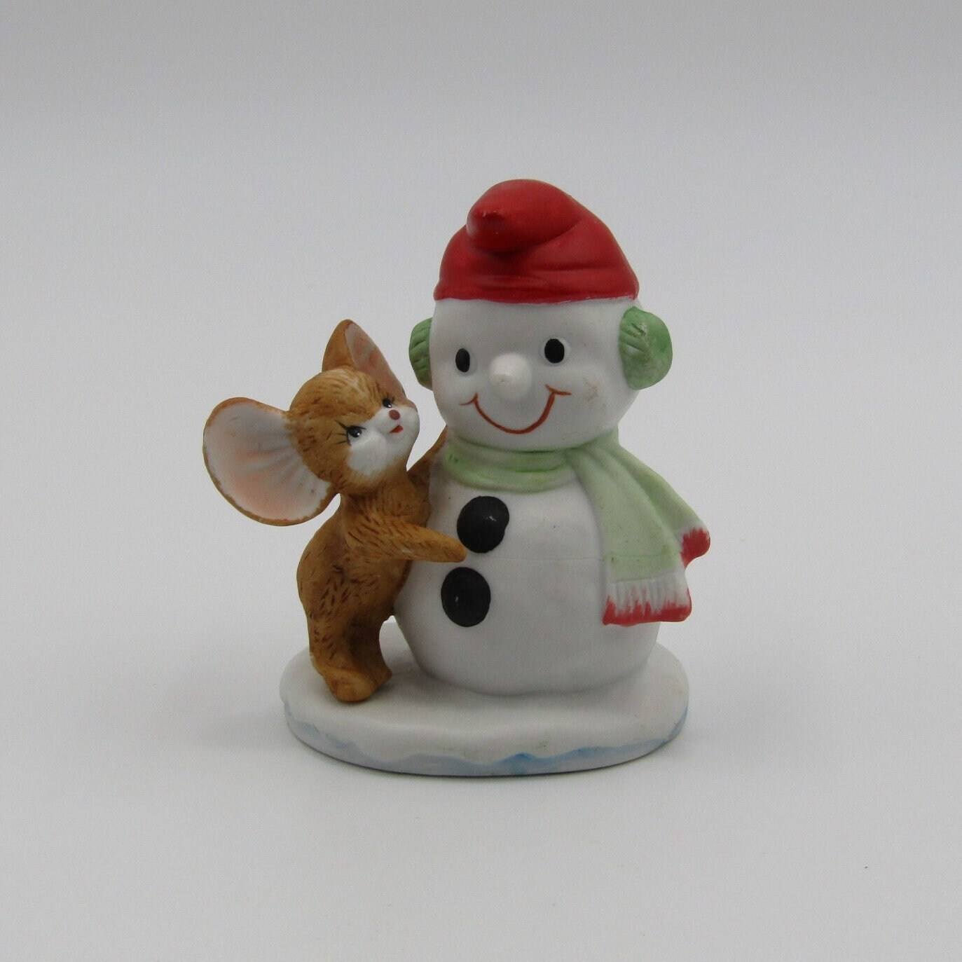 Mouse Building Making Snowman Figurine Ceramic Big Ear Mice - Etsy