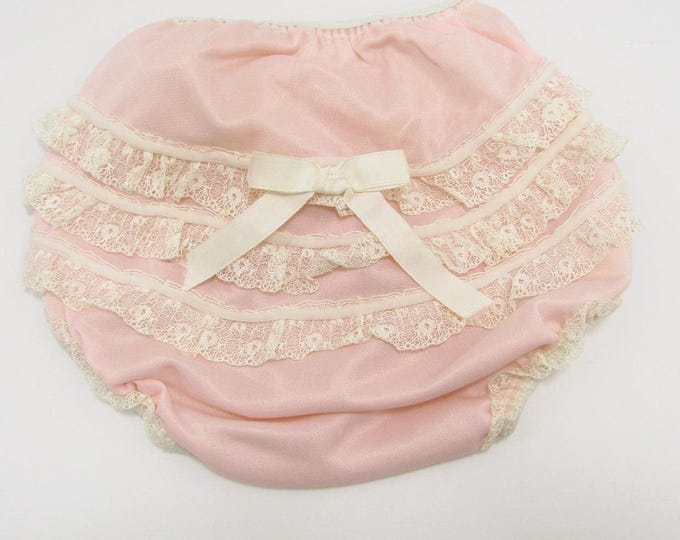 Vintage 1960s Baby Diaper Cover Fancy Pink Frilly Lace Ruffles Ribbon ...