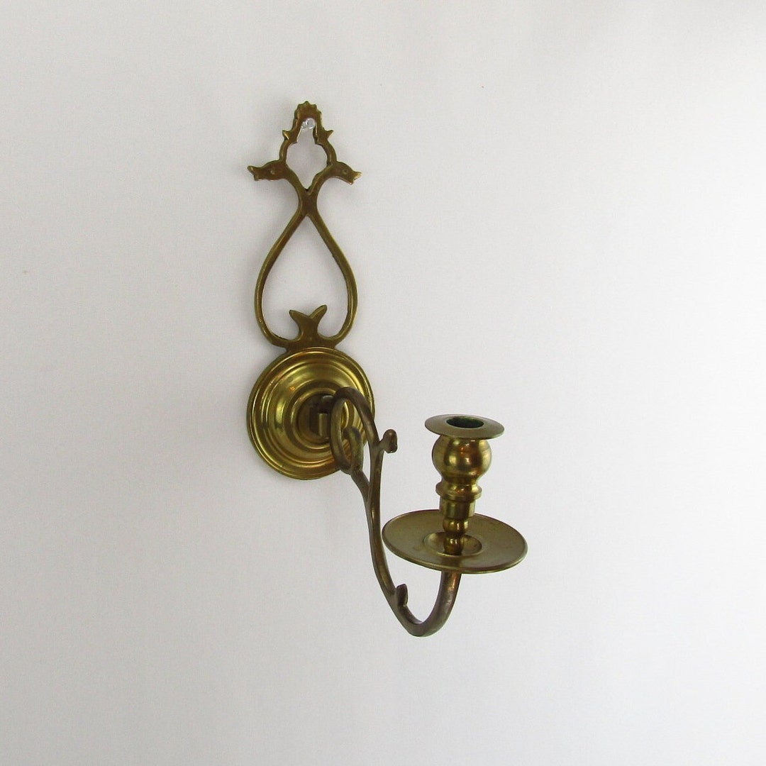 Vintage Solid Brass Single Wall Mount Candle Holder Sconce Taper ...
