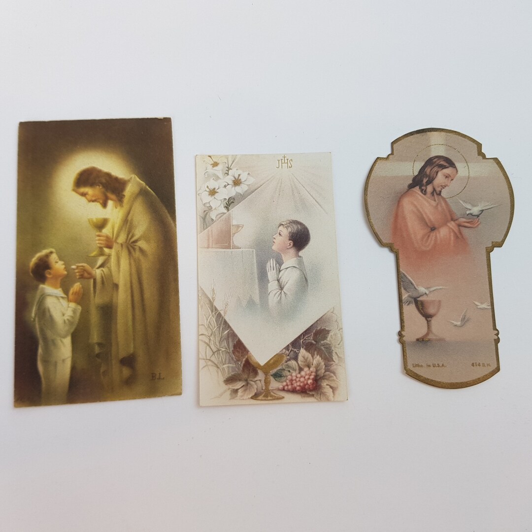 Christian Prayer Cards 1948 Germany Lithograph SET OF 3 Print Unmarked ...