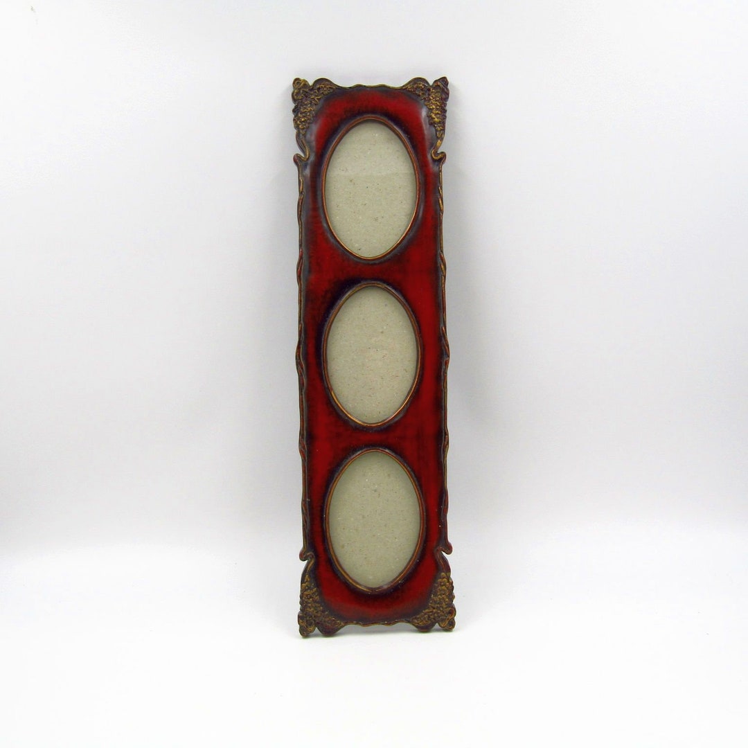 Vintage Triple Three Oval Picture Portrait Frame 3-1/2x5 Photo Ornate ...