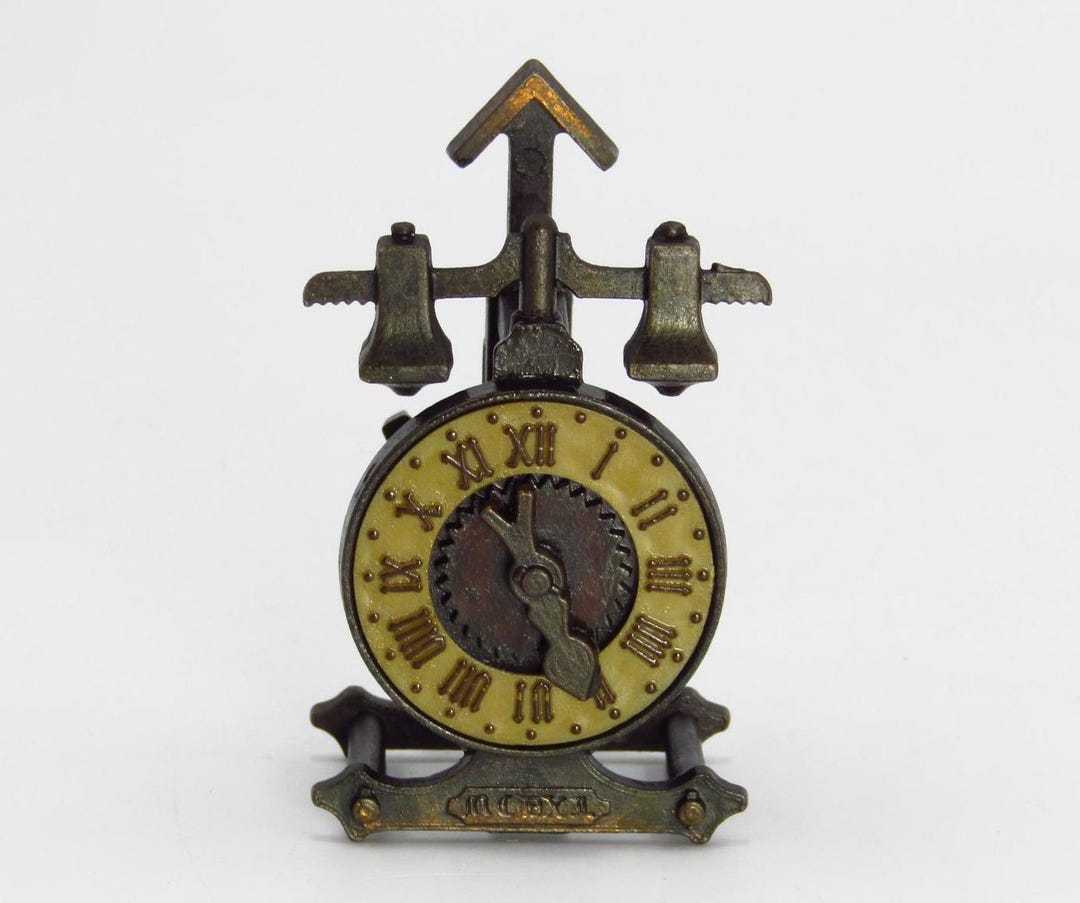 Miniature Mantel Clock With Gears Model Dollhouse Accessory and Pencil ...