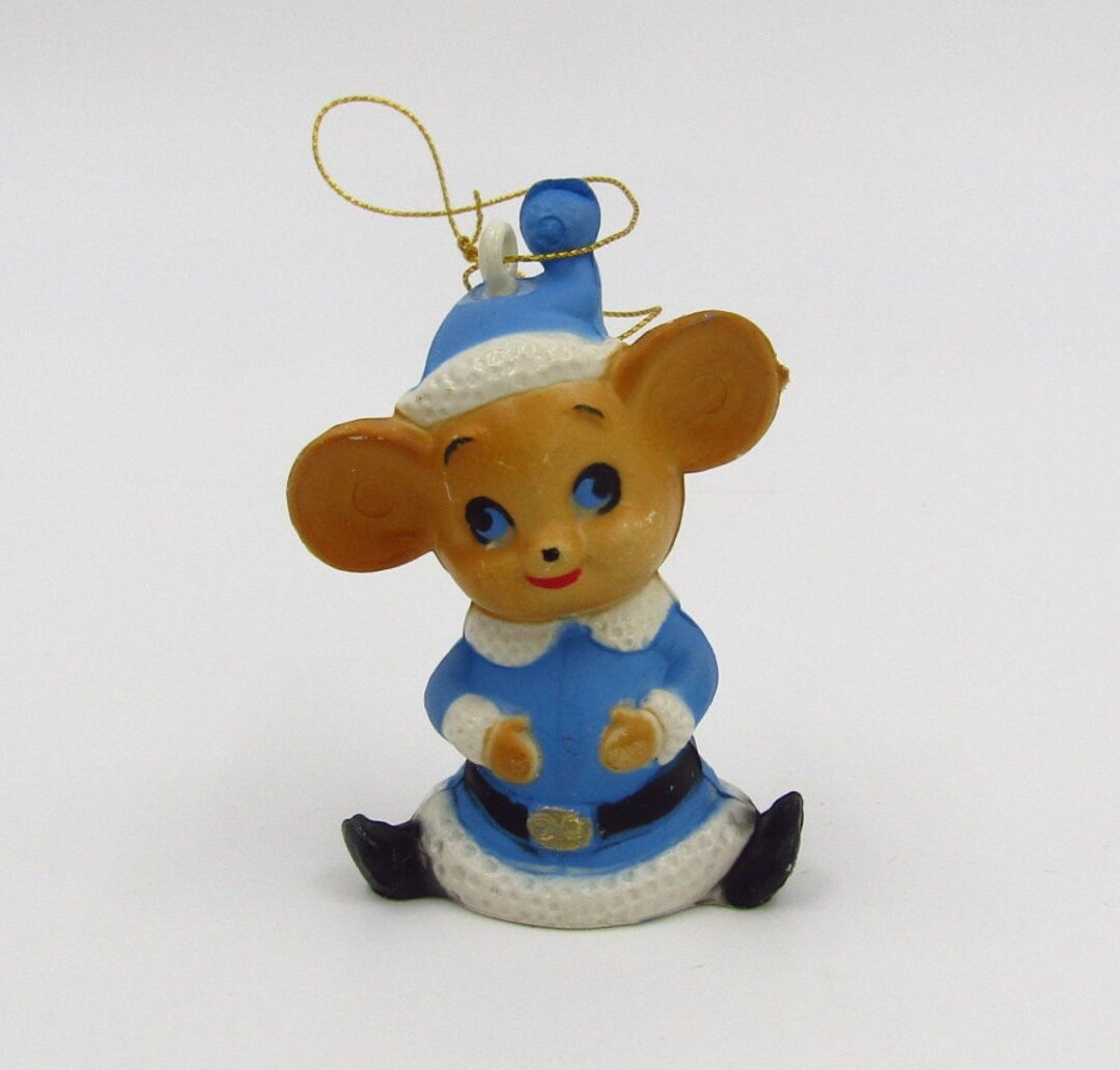 Vintage Elf Mouse in Blue Santa Suit Stocking Cap Christmas Tree ...