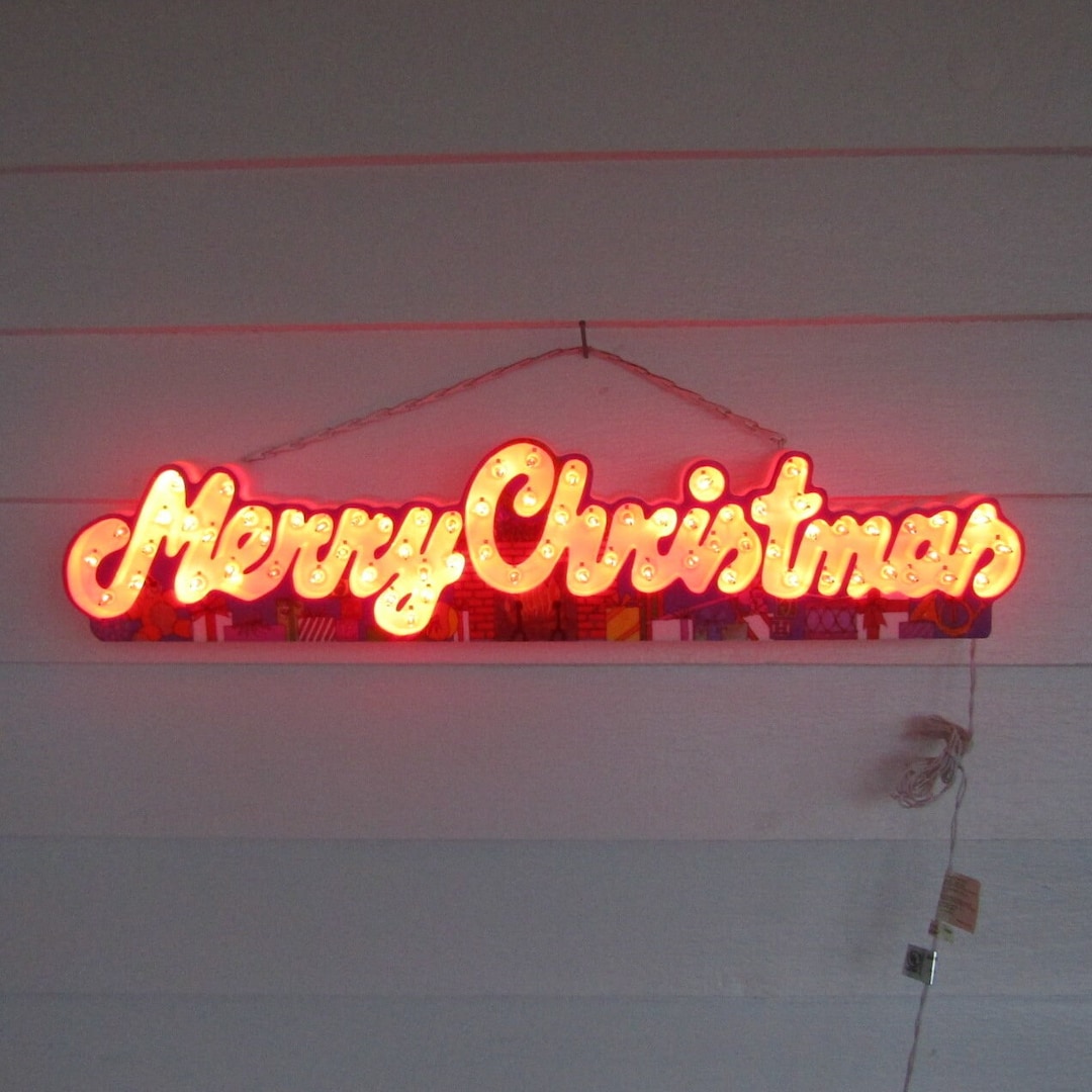 Vintage Light up Merry Christmas Sign Lighted Greeting Red - Etsy