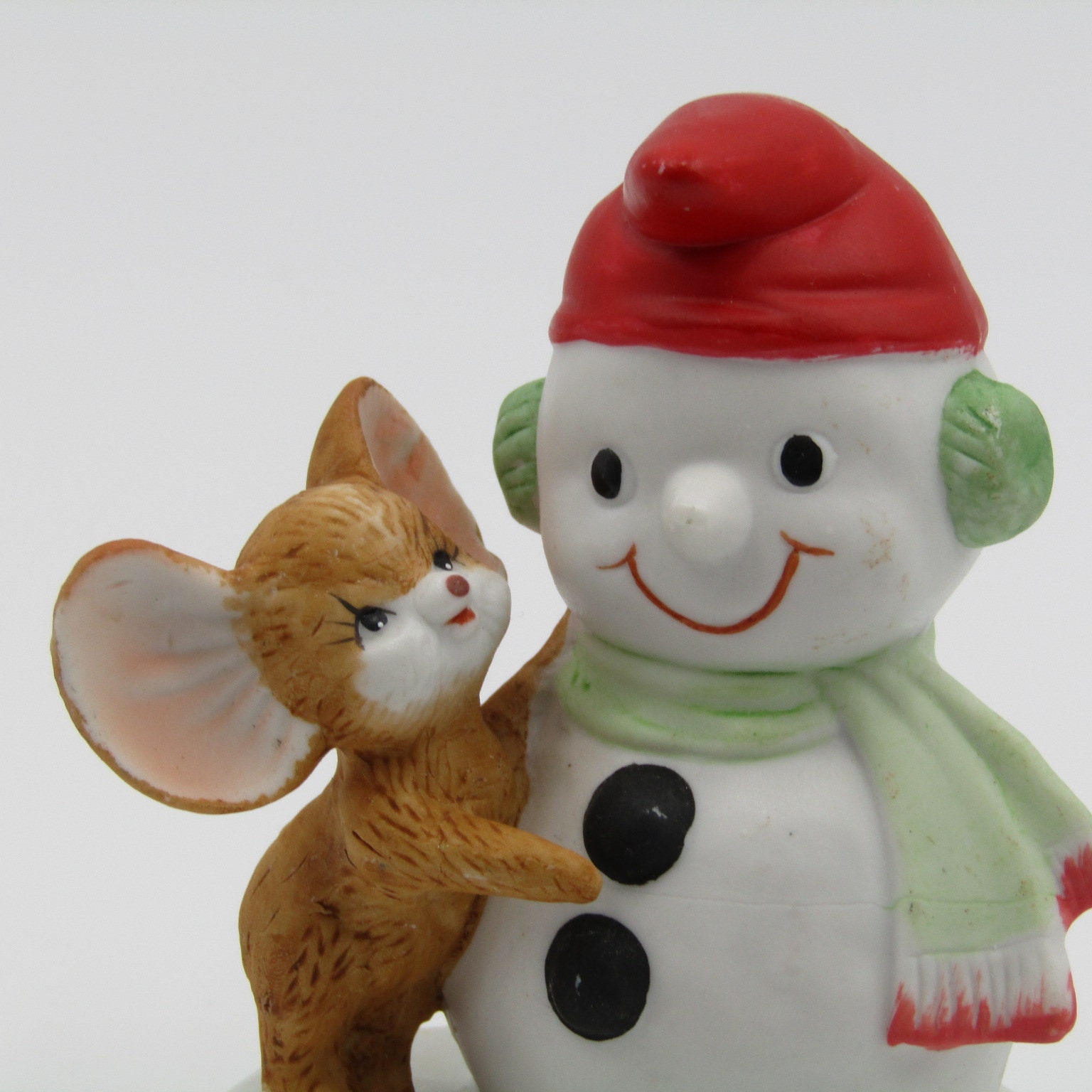 Mouse Building Making Snowman Figurine Ceramic Big Ear Mice - Etsy