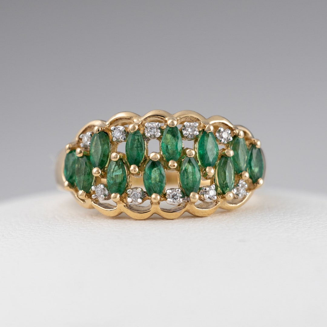 Emerald Gold Ring 9ct Gold Hallmarked, Real Emerald Rings, Stackable ...