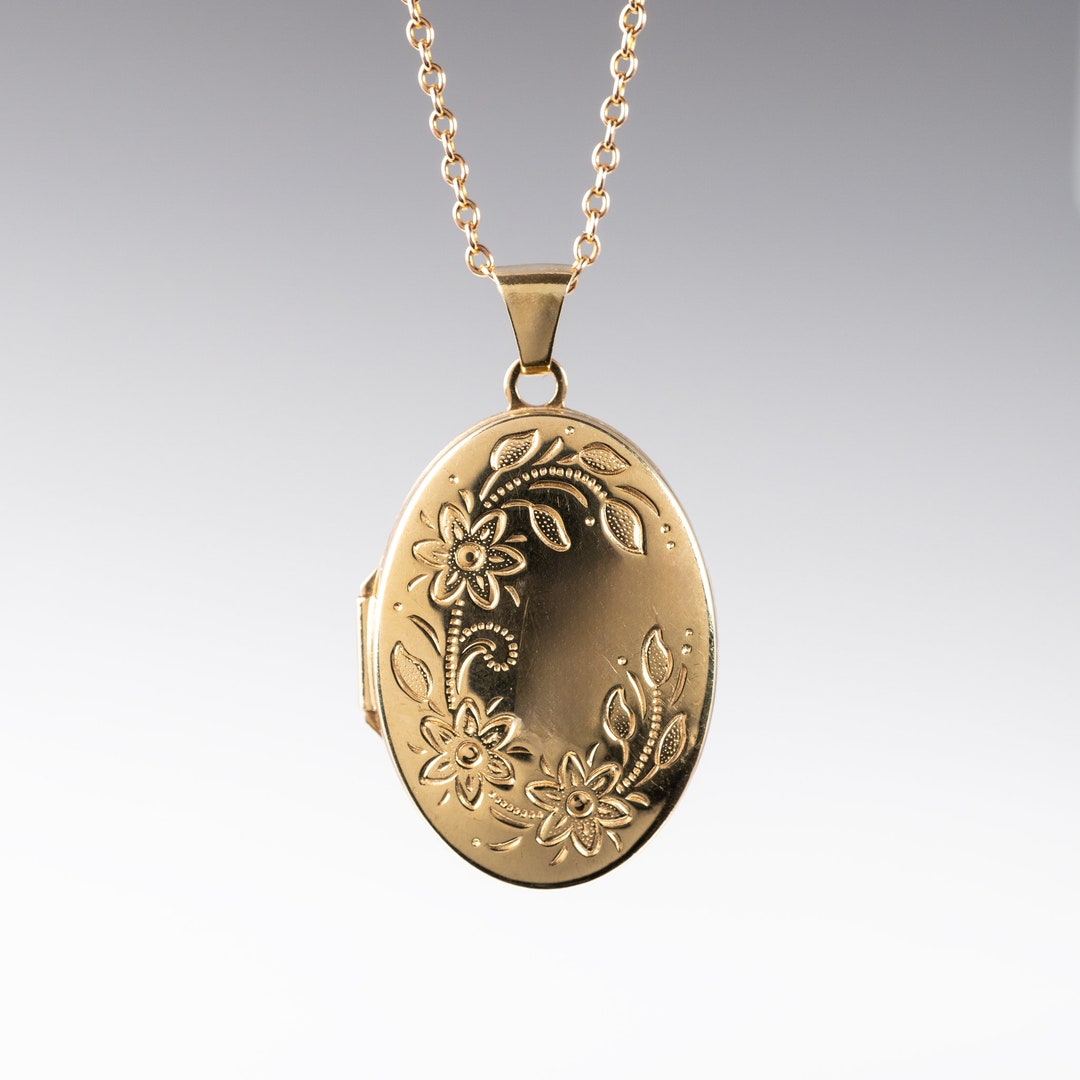 9ct Gold Picture Locket Pendant With Flower Decoration Full Hallmarks ...
