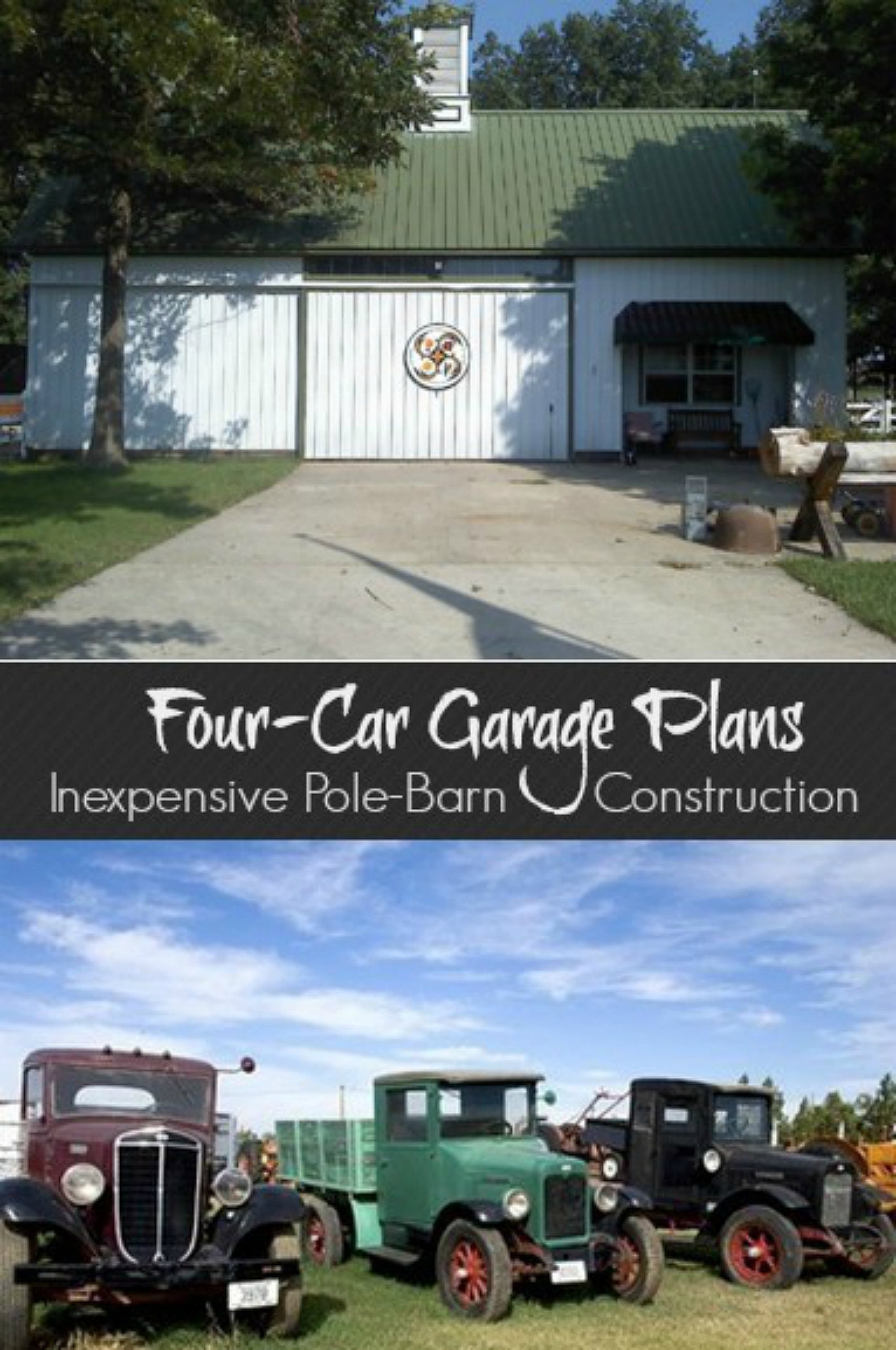 Barn Style Garage Plans - 2, 3 or 4 Bay Pole-frame Car Barn Designs ...