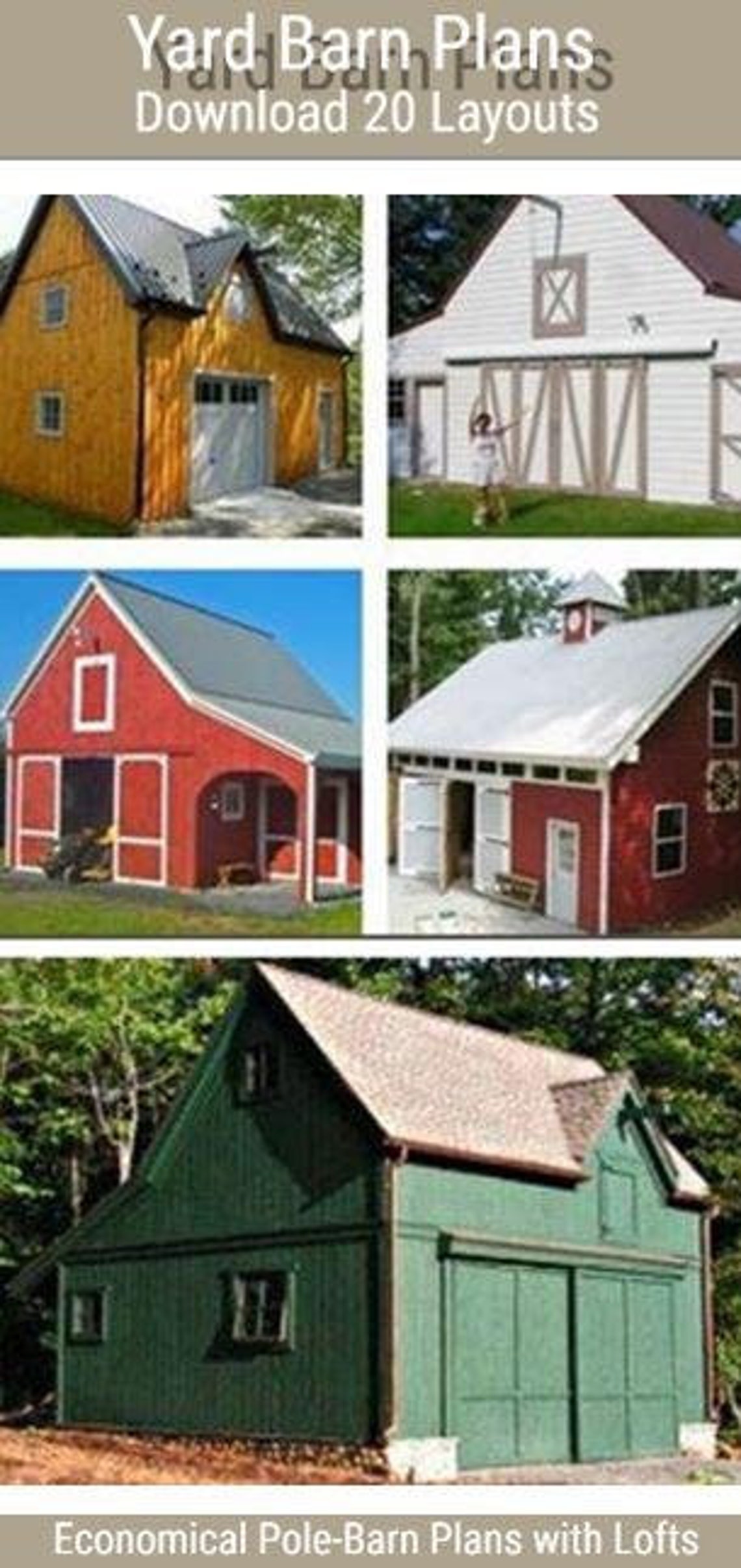 Yard Barn Plans - 20 Layouts - Economical Pole-barn Construction ...