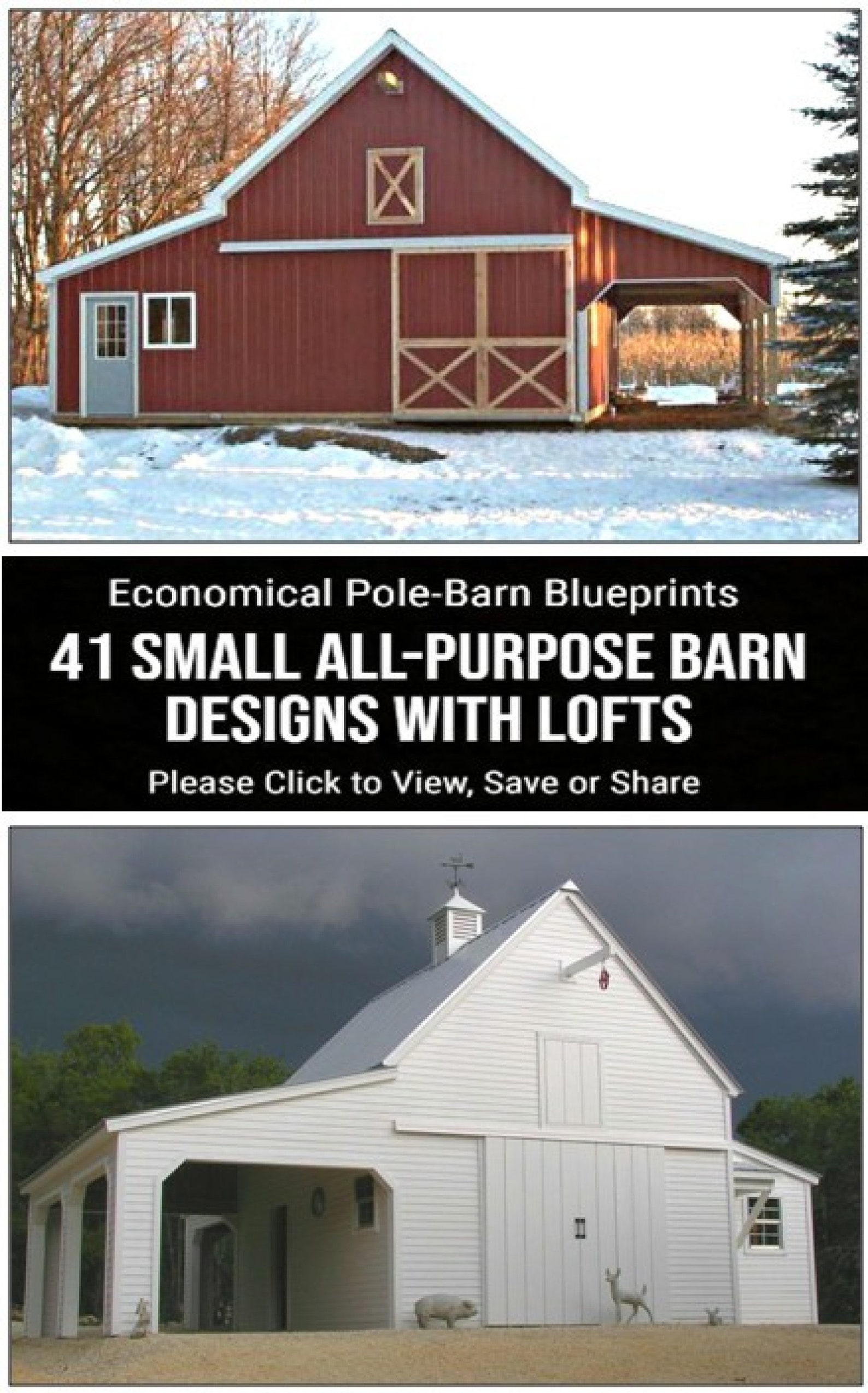 Small Barn Designs - 41 Layouts - Lofts - Complete Pole-barn Building ...
