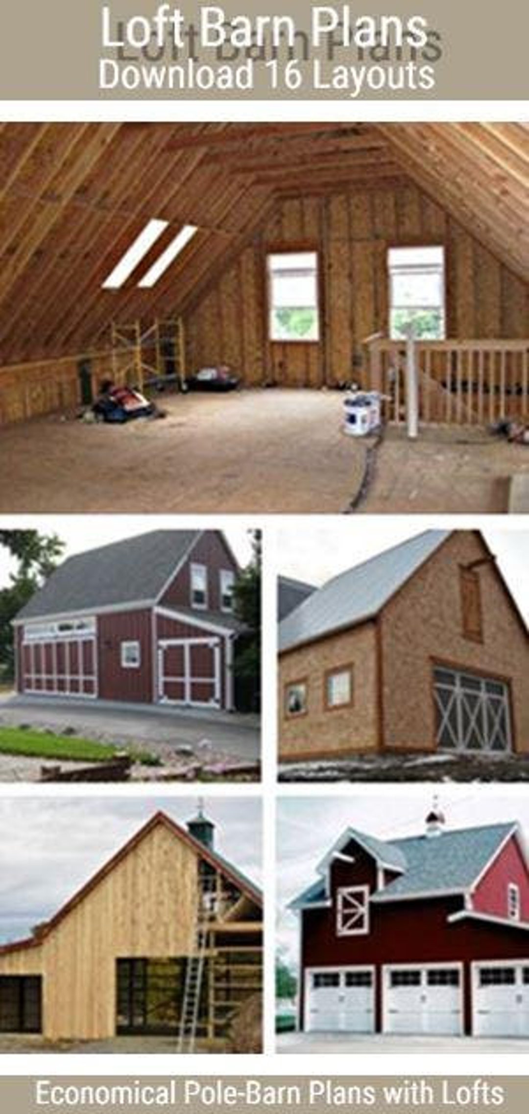 PDF Loft Barn Plans - 16 Layouts - Quick Download - Economical Pole ...