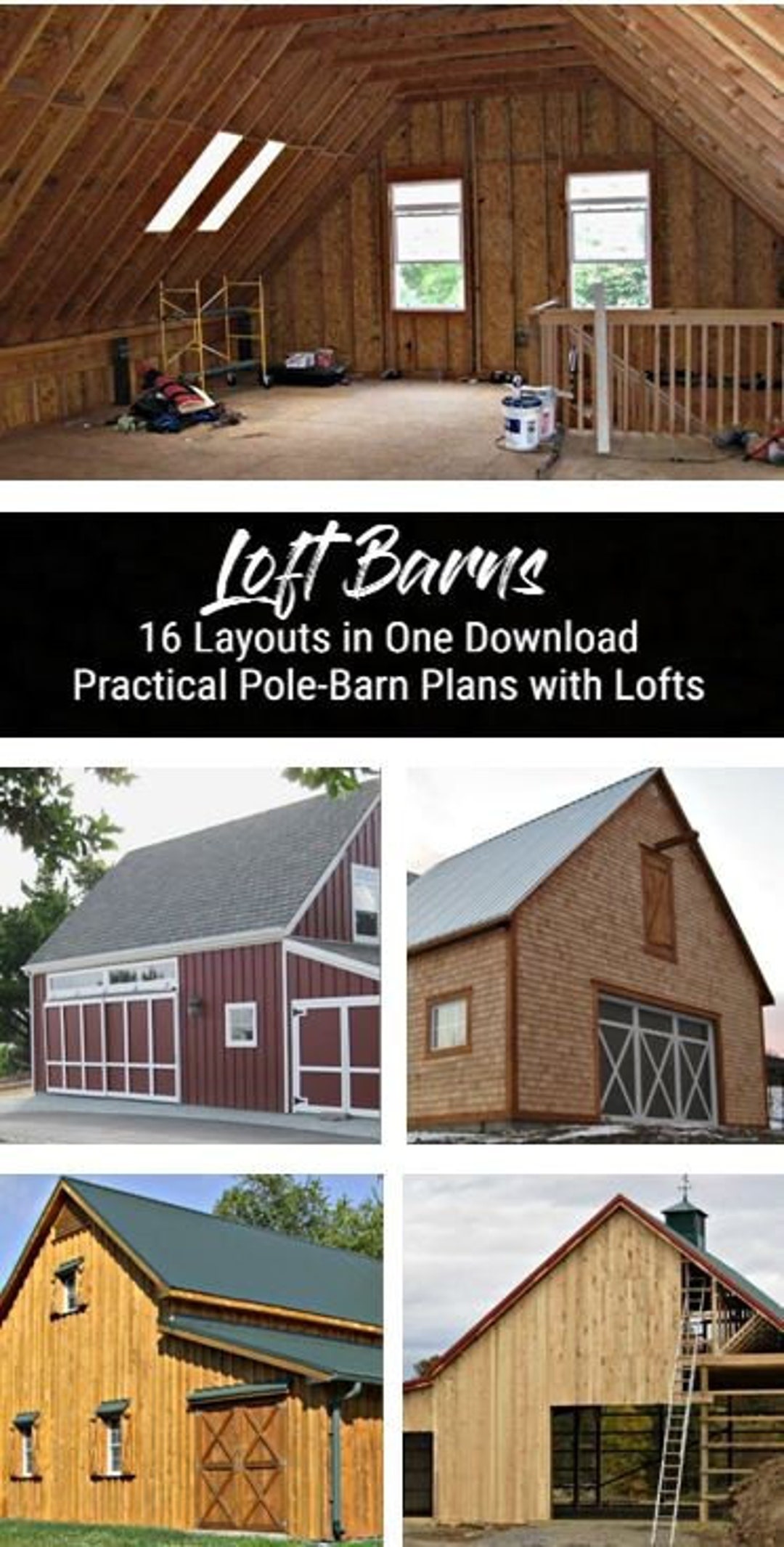 Loft Barn Plans 16 Layouts Easy Download Economical Pole-barn ...