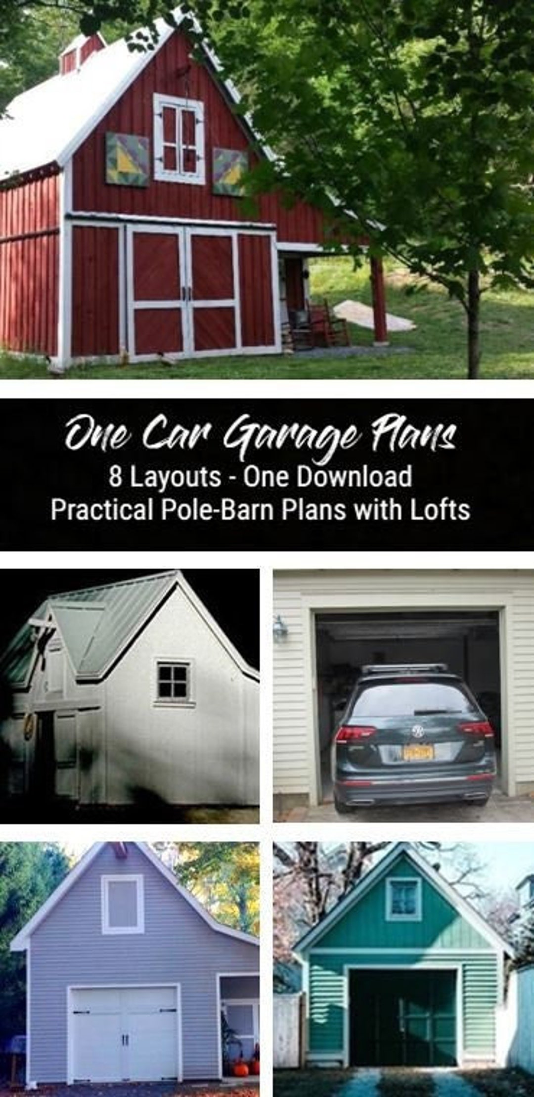 Eight Layouts of One-car, Pole-frame Garages With Lofts - Etsy