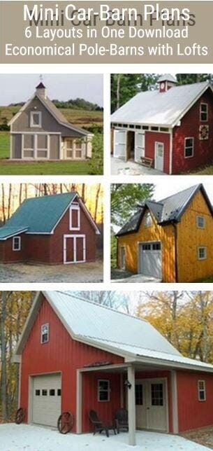Mini Car-barn Plans - Lofts - 6 Layouts - Economical Pole-barn ...