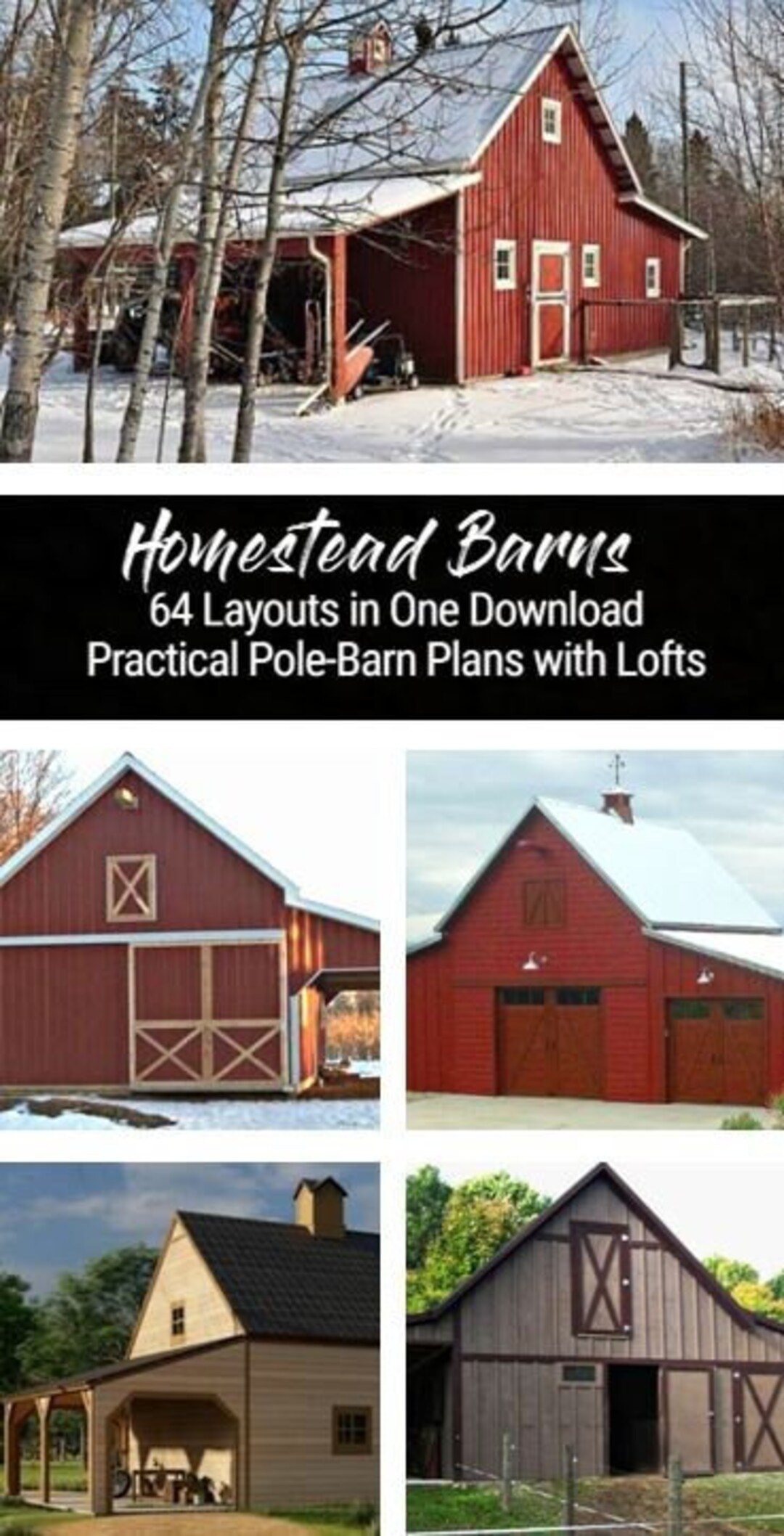 Homestead Barn Plans 64 Optional Layouts One Instant Download ...