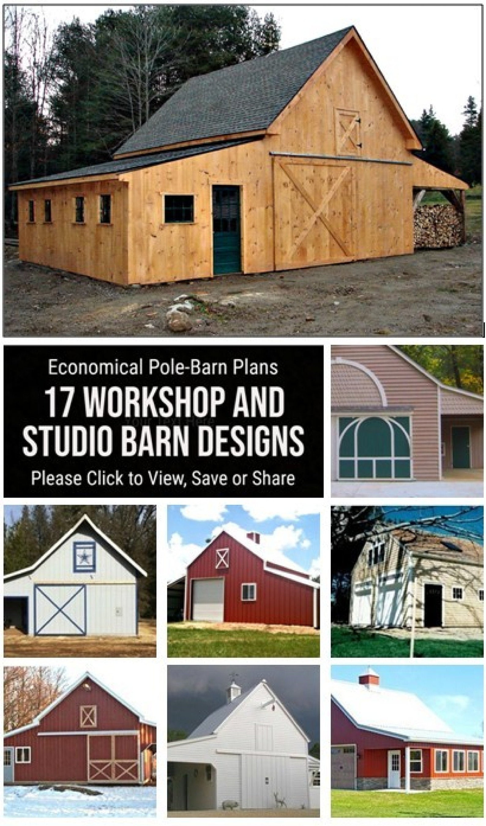 Workshop and Studio Barn Plans - 17 Layouts on Three Complete Pole-barn ...