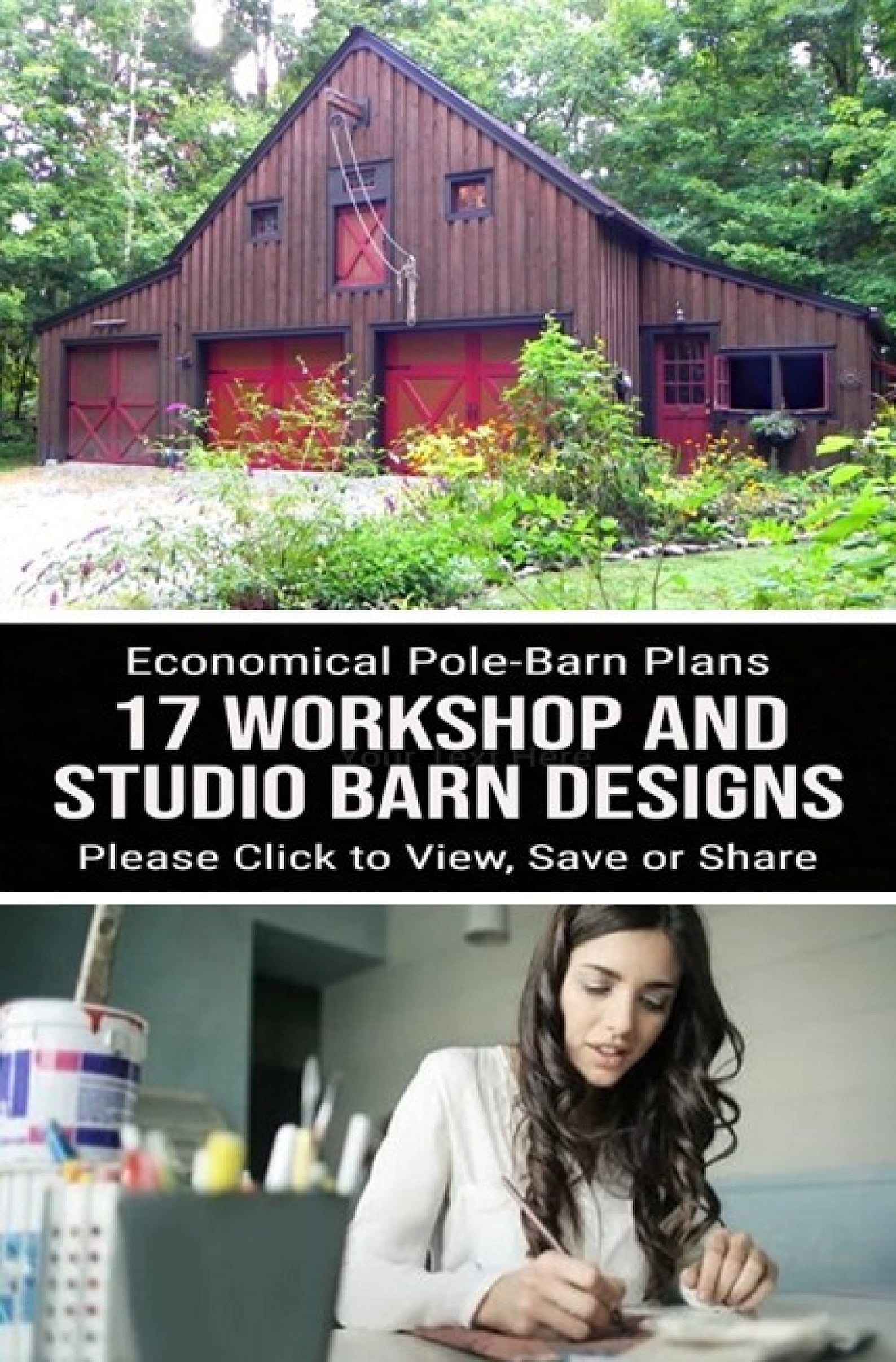 Workshop and Studio Barn Plans - 17 Layouts on Three Complete Pole-barn ...