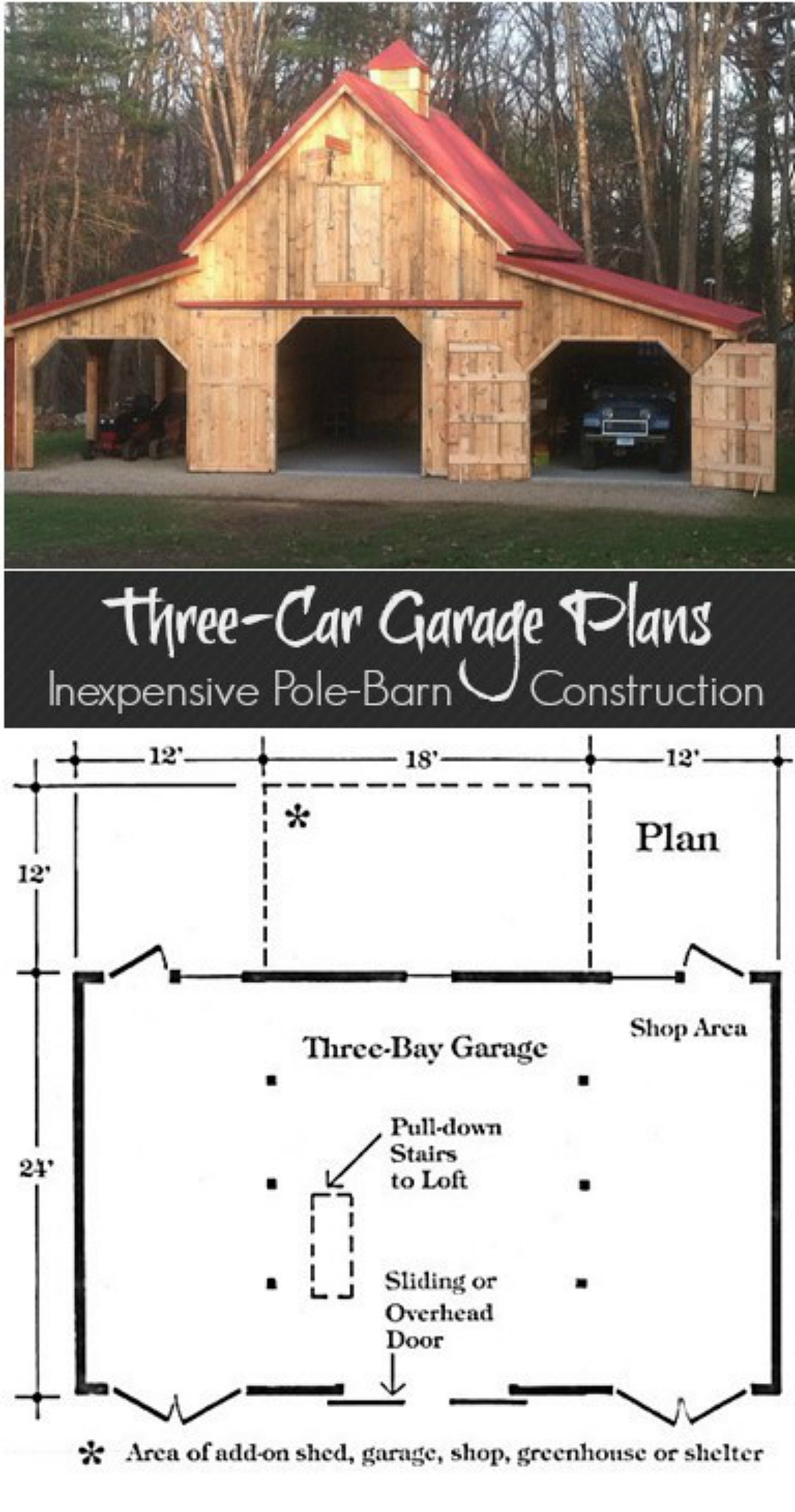 Barn-style Garage Plans - 3 Three-bay Car Barn Plans With Lofts - Three ...