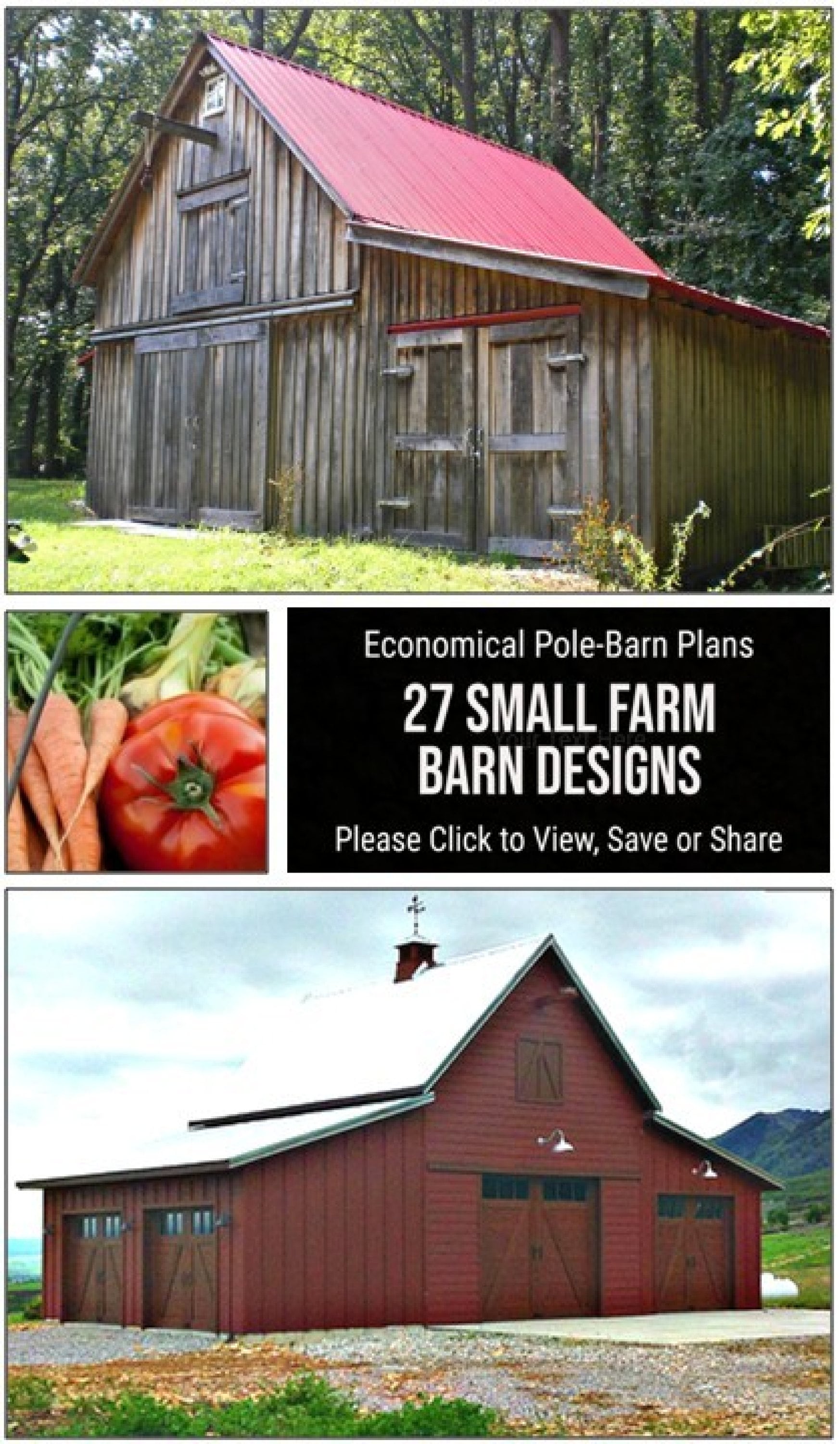 Small Farm Barn Plans - 27 Layouts - Lofts - Complete Pole-barn ...