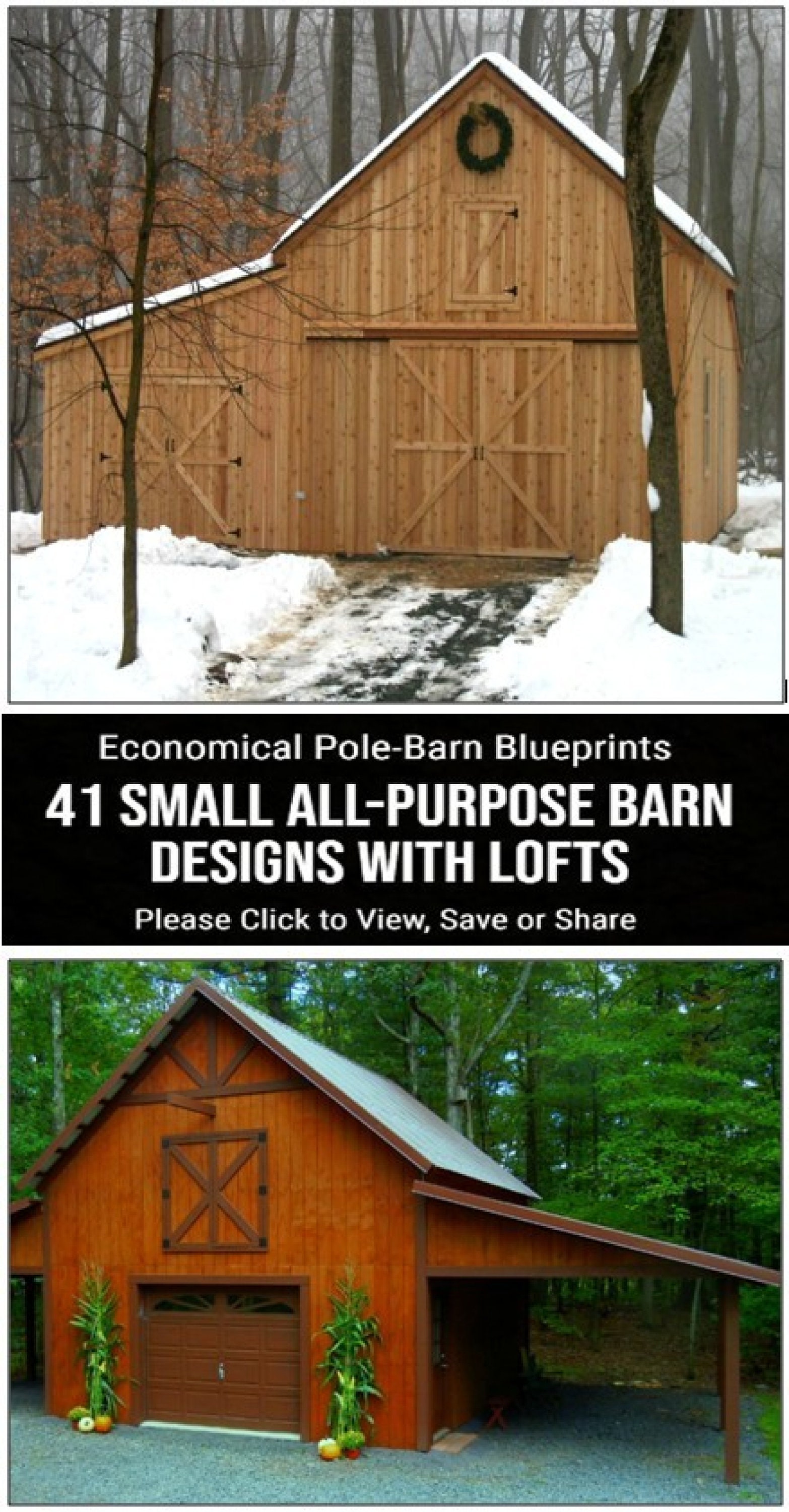 Small Barn Designs - 41 Layouts - Lofts - Complete Pole-barn Building ...
