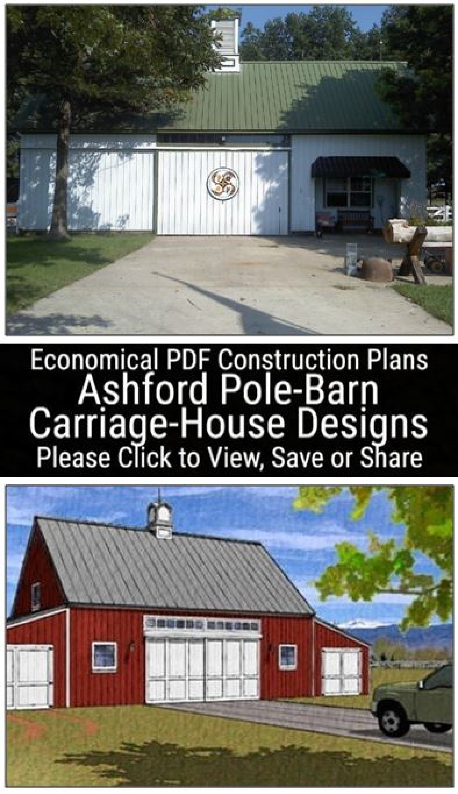 Pole Barn Plans Carriage House 523 Four Car Garage With A Shingle