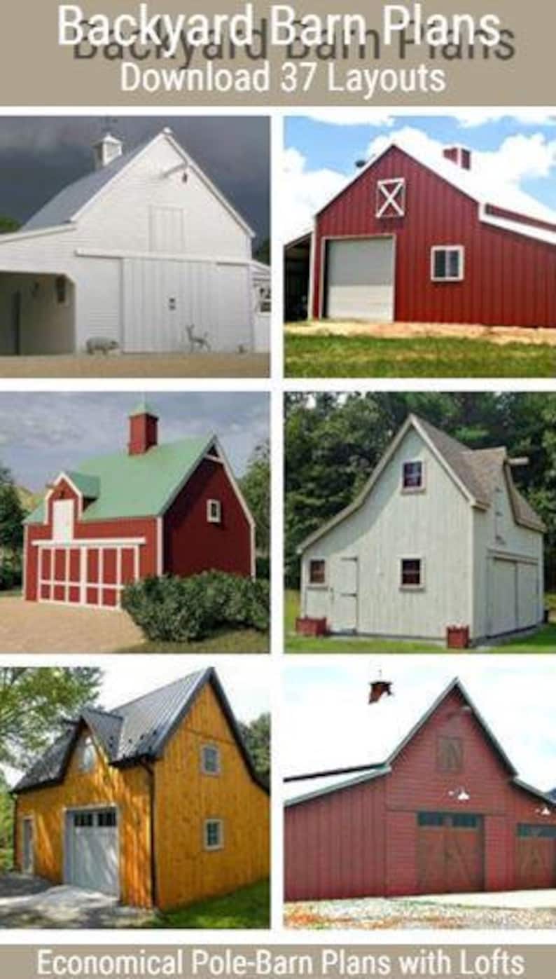 Backyard Barn Plans - 37 Layouts - Lofts - Practical Pole-barn Construction - Instant Download ...