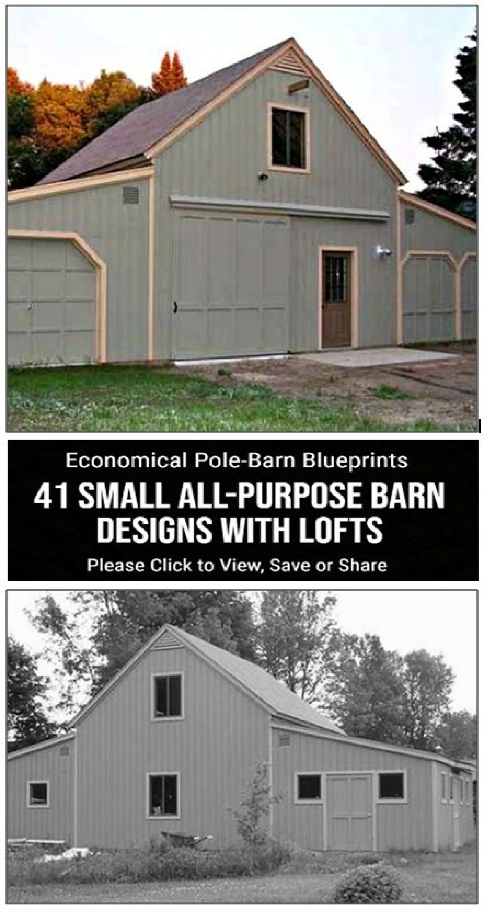 41 Small Barn Designs Forty-one Optional Layouts Complete Pole-barn ...