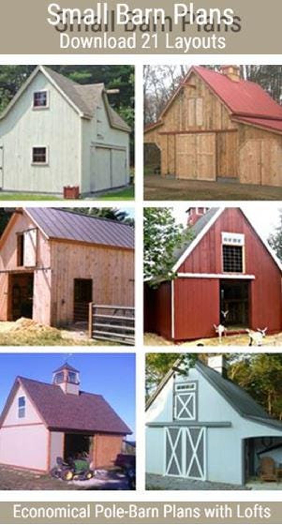 Small Pole-barn Plans - 21 Layouts - Lofts - Instant Download ...