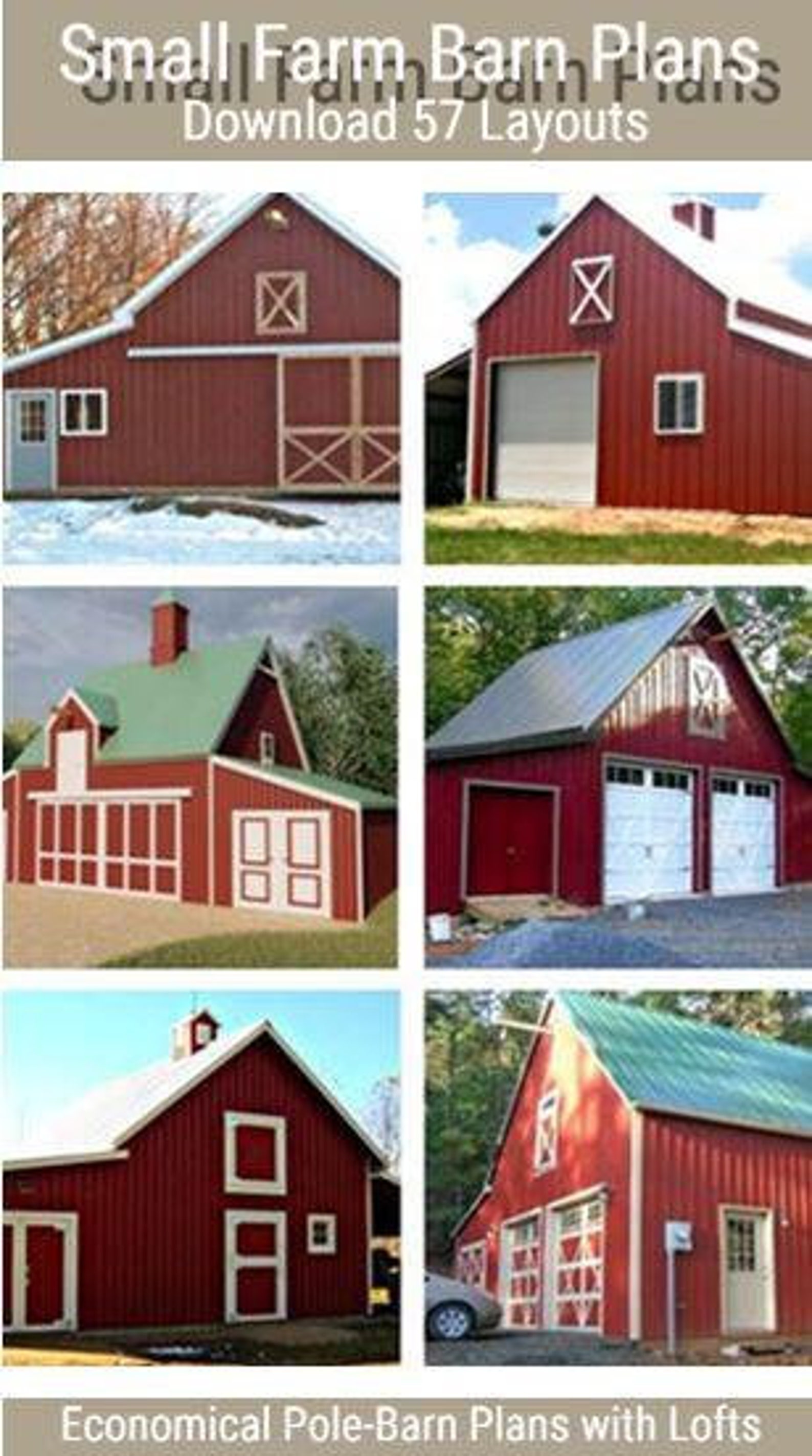 Small Farm Barn Plans - 57 Layouts - Lofts - Economical Pole-barn ...