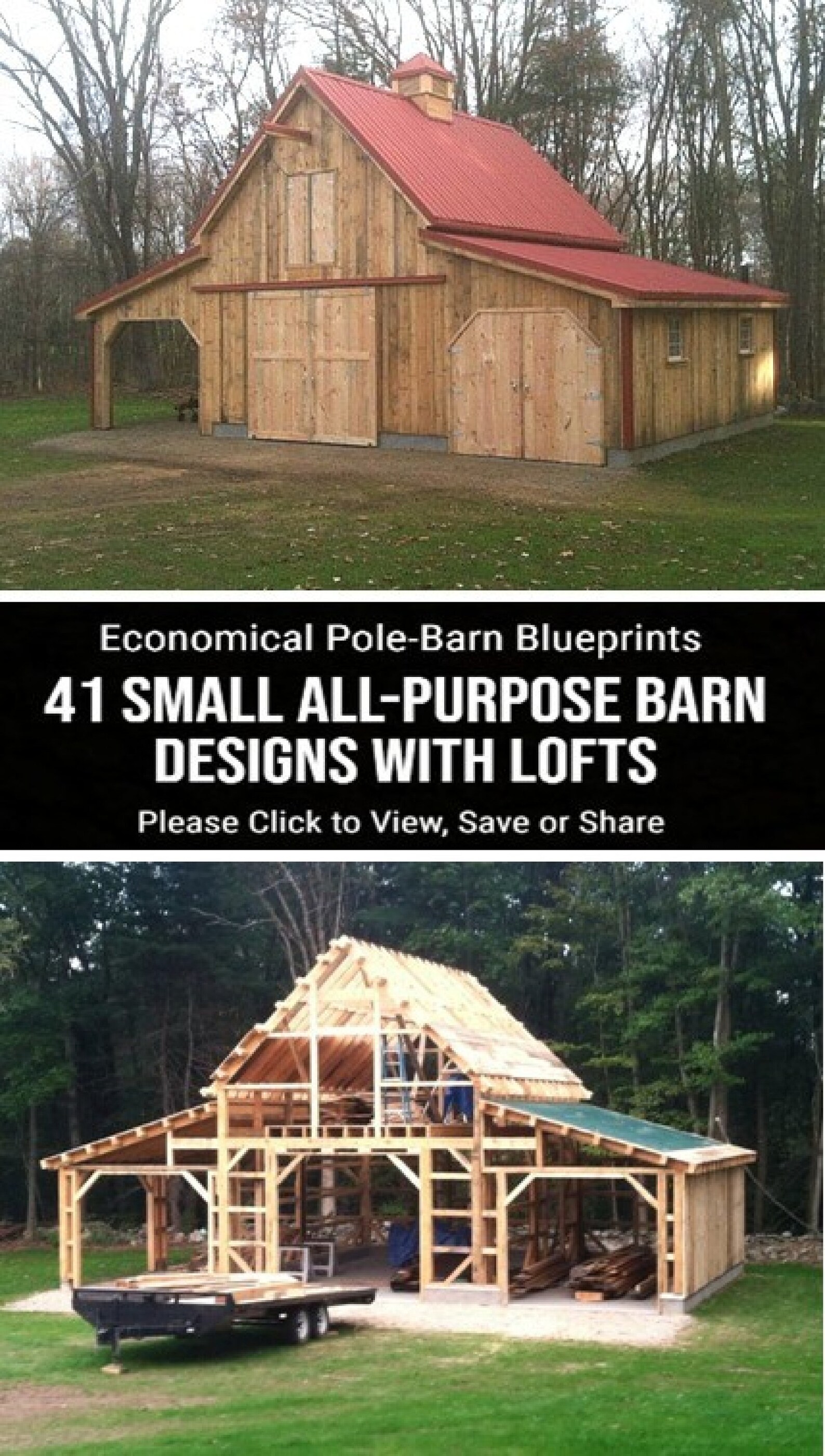 Small Barn Designs - 41 Layouts - Lofts - Complete Pole-barn Building ...