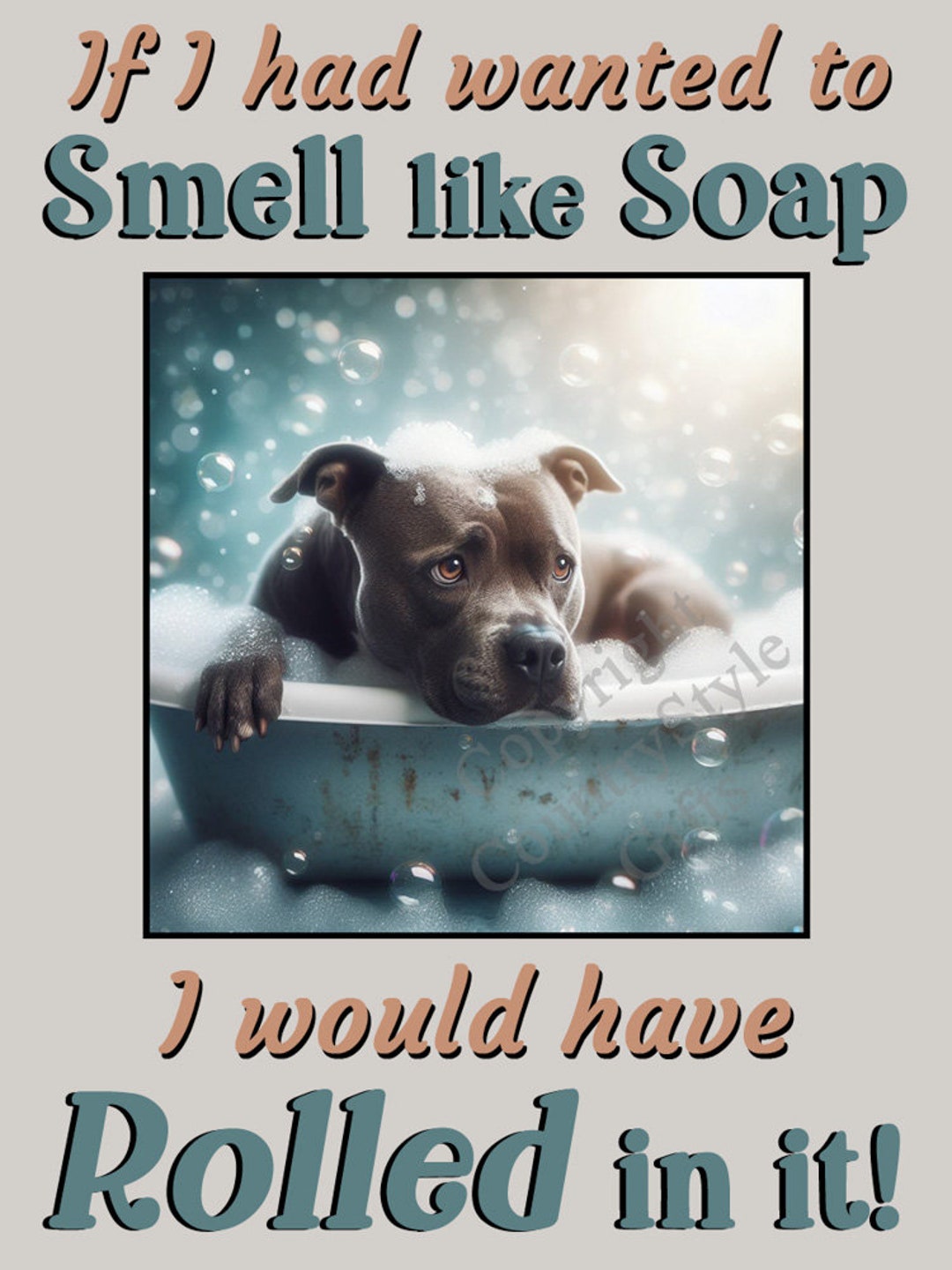 Staffy Staffordshire Bull Terrier Funny Grey Pet Dog Gift Fridge Magnet ...