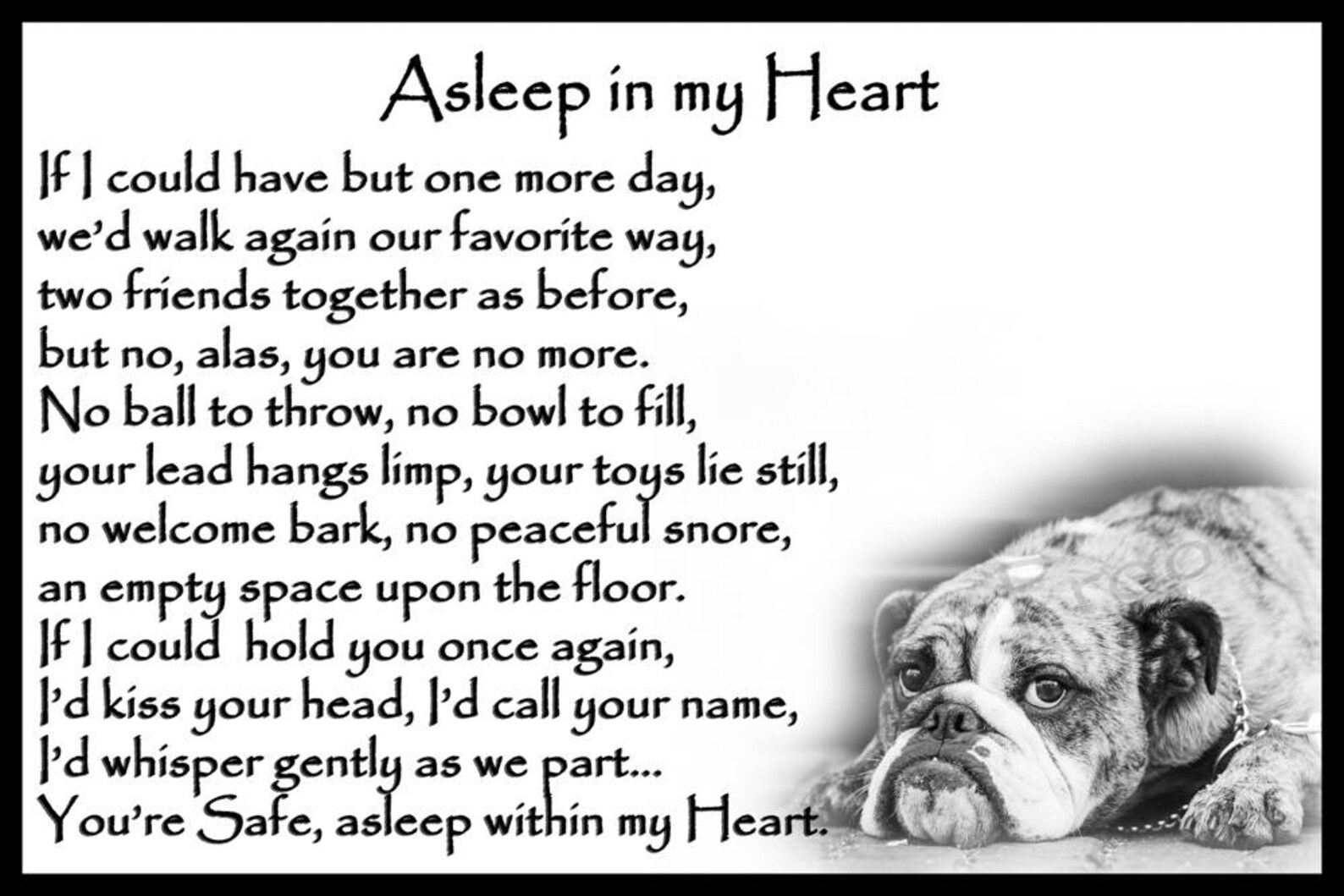 Bulldog Memorial Magnetic Sympathy Card Pet Loss Bereavement Gift - Etsy