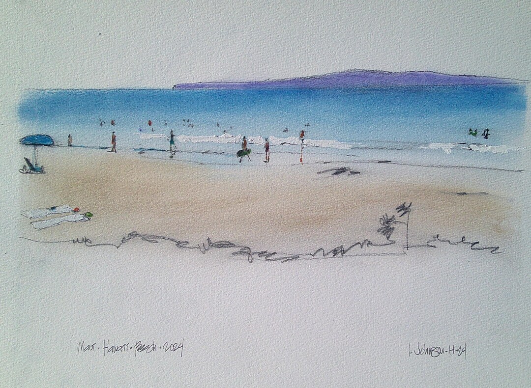 Sketch of Maui, Hawaii Beach Scene - Etsy